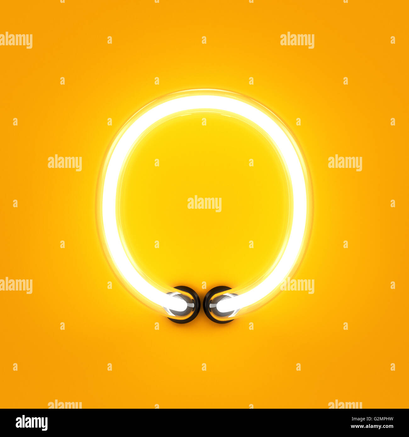 Neon light alphabet character O font. Neon tube letters glow effect on ...