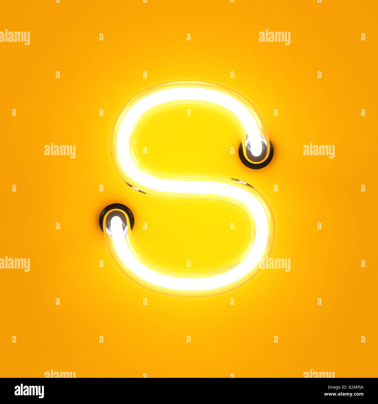 Neon light alphabet character S font. Neon tube letters glow effect on ...