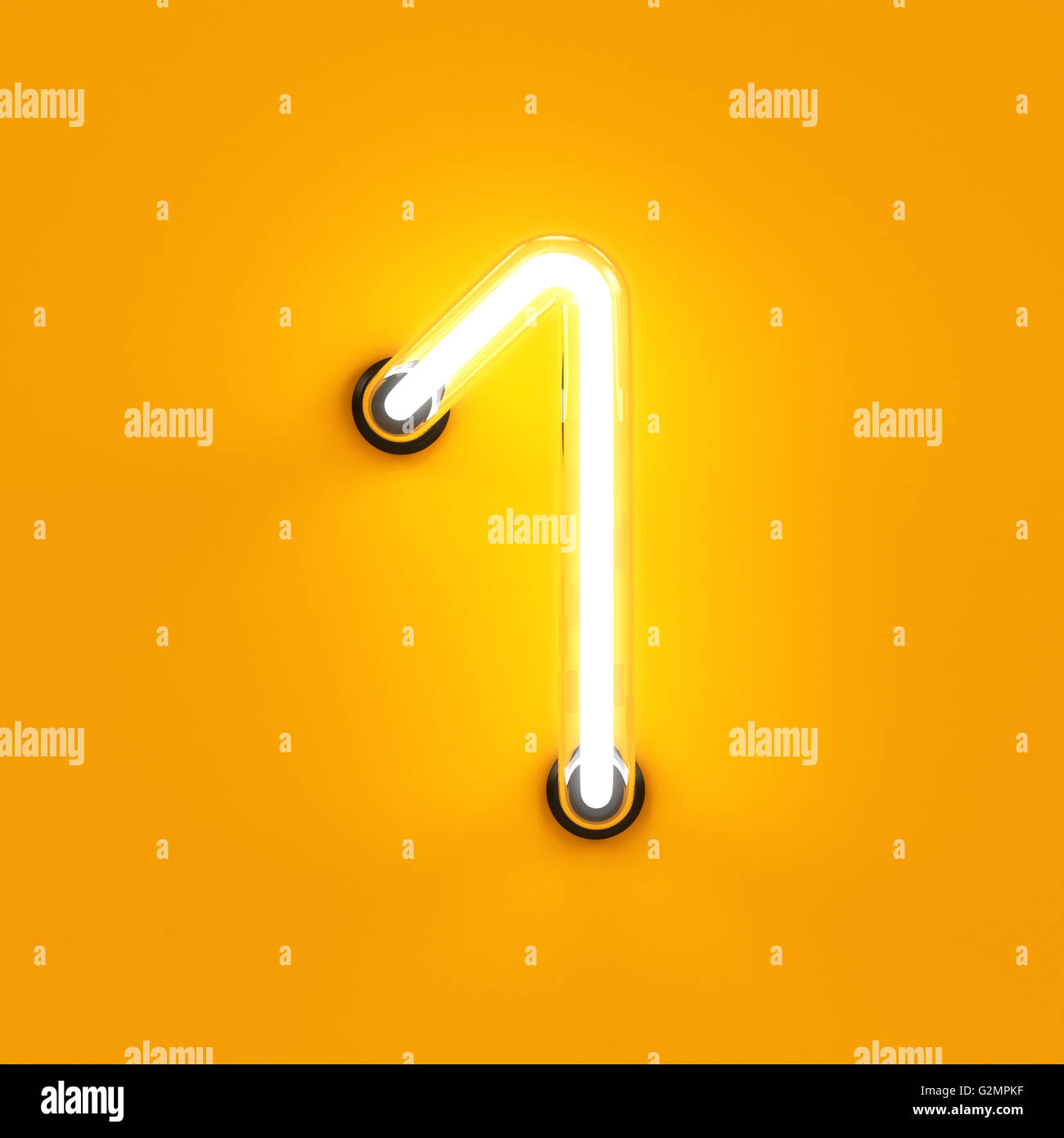 Neon light digit alphabet character 1 one font. Neon tube letter glow ...