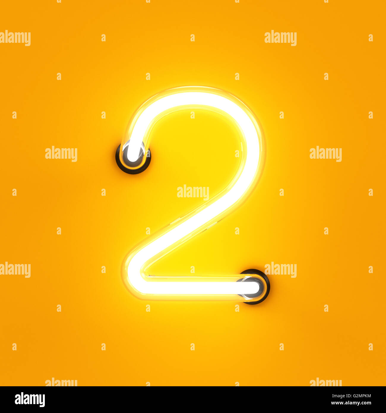 Neon light digit alphabet character 2 two font. Neon tube letter glow ...