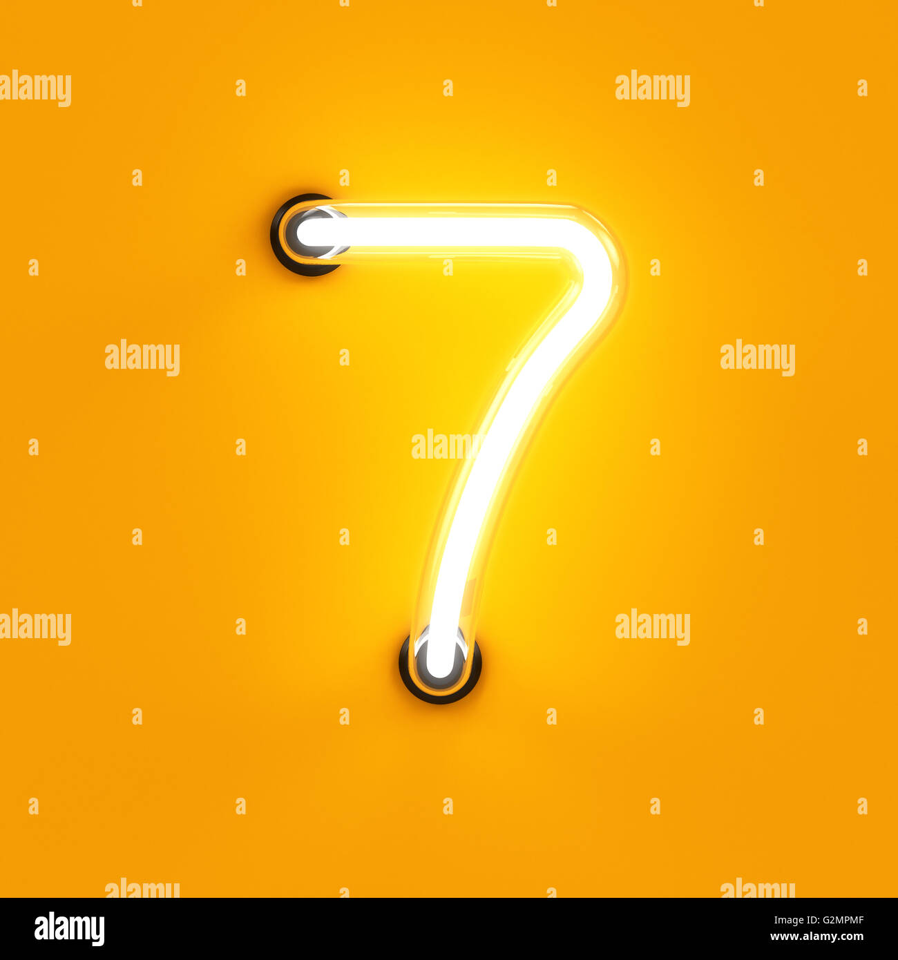 Neon light digit alphabet character 7 seven font. Neon tube letter glow ...