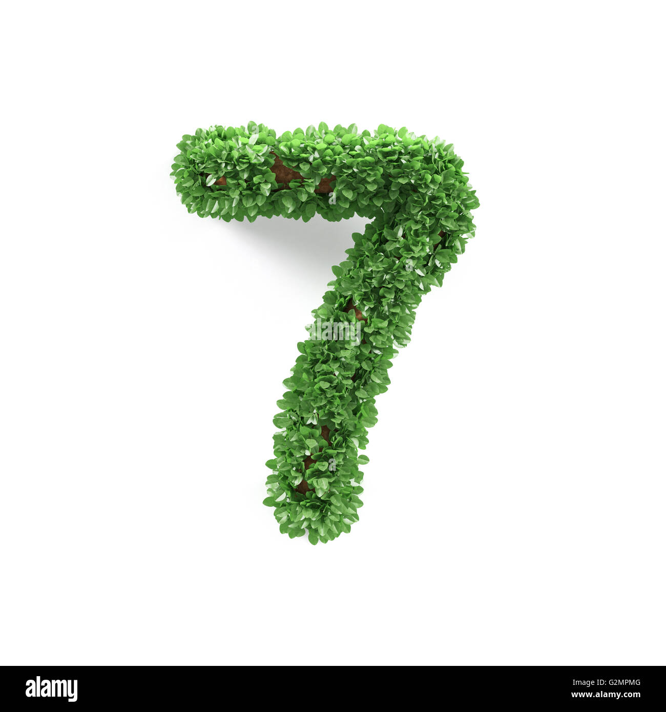 Green leaves 7 seven ecology digits alphabet font isolated on white ...