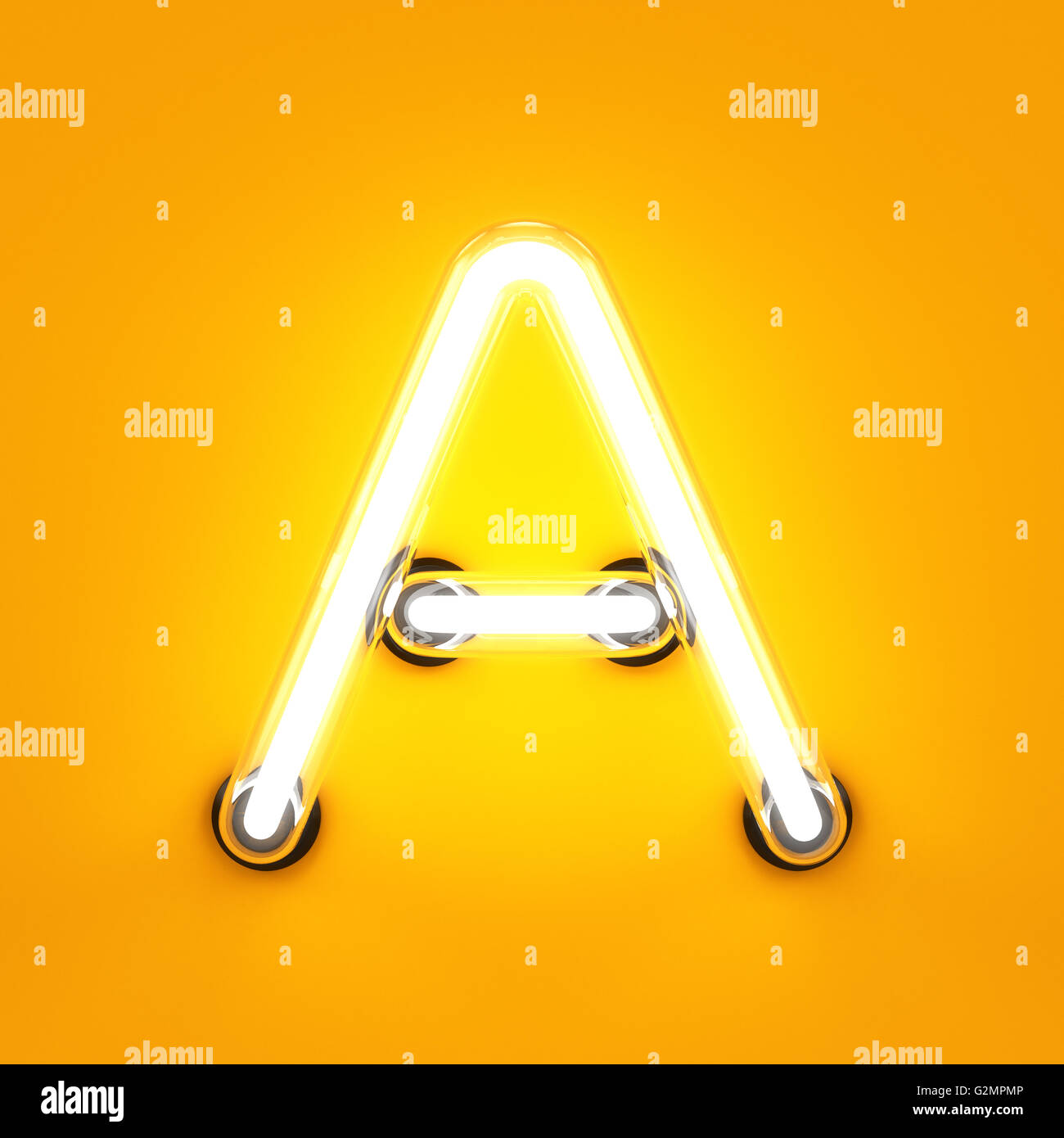 Neon light alphabet character A font. Neon tube letters glow effect on ...