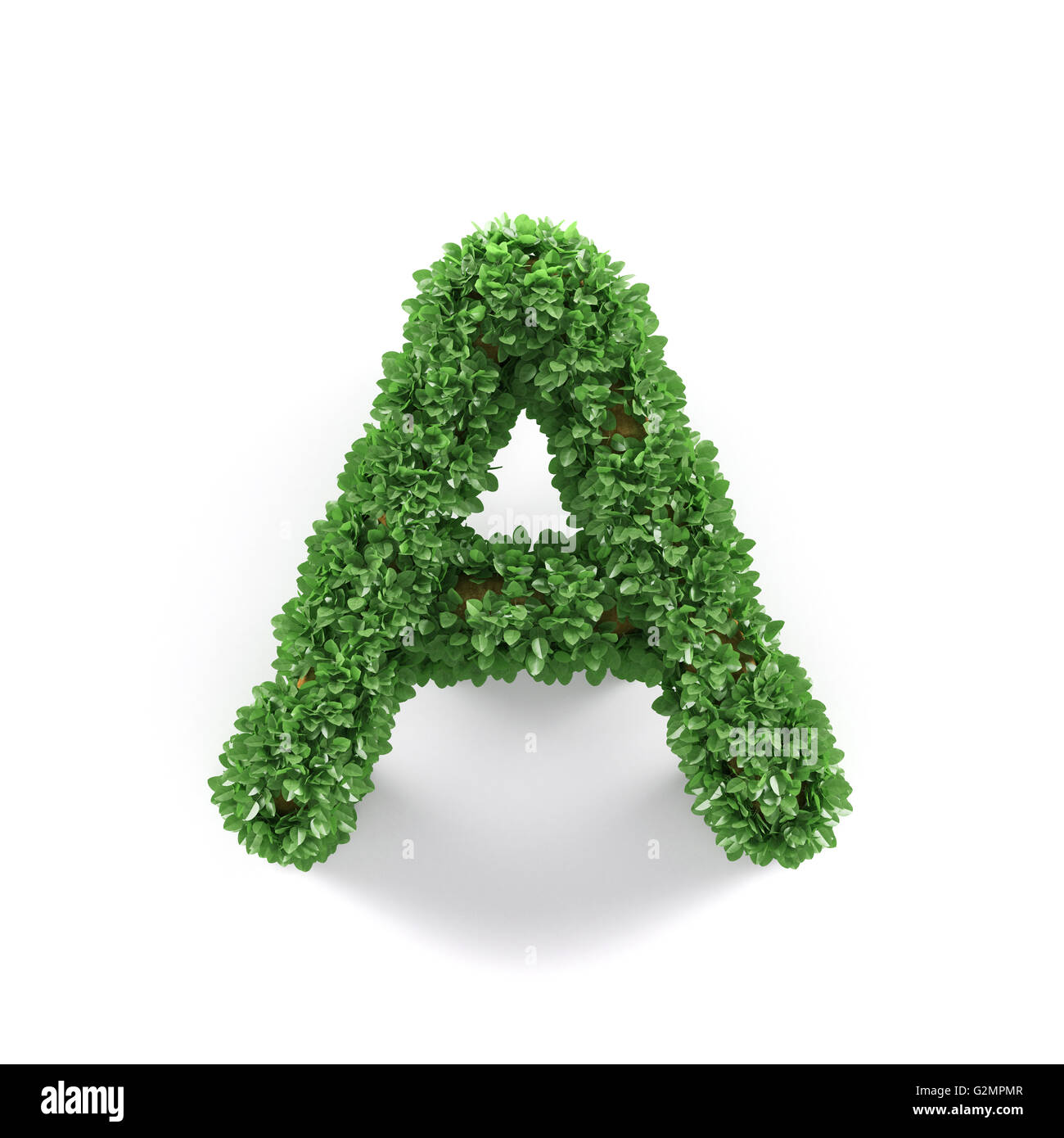Green leaves A ecology letter alphabet font isolated on white ...