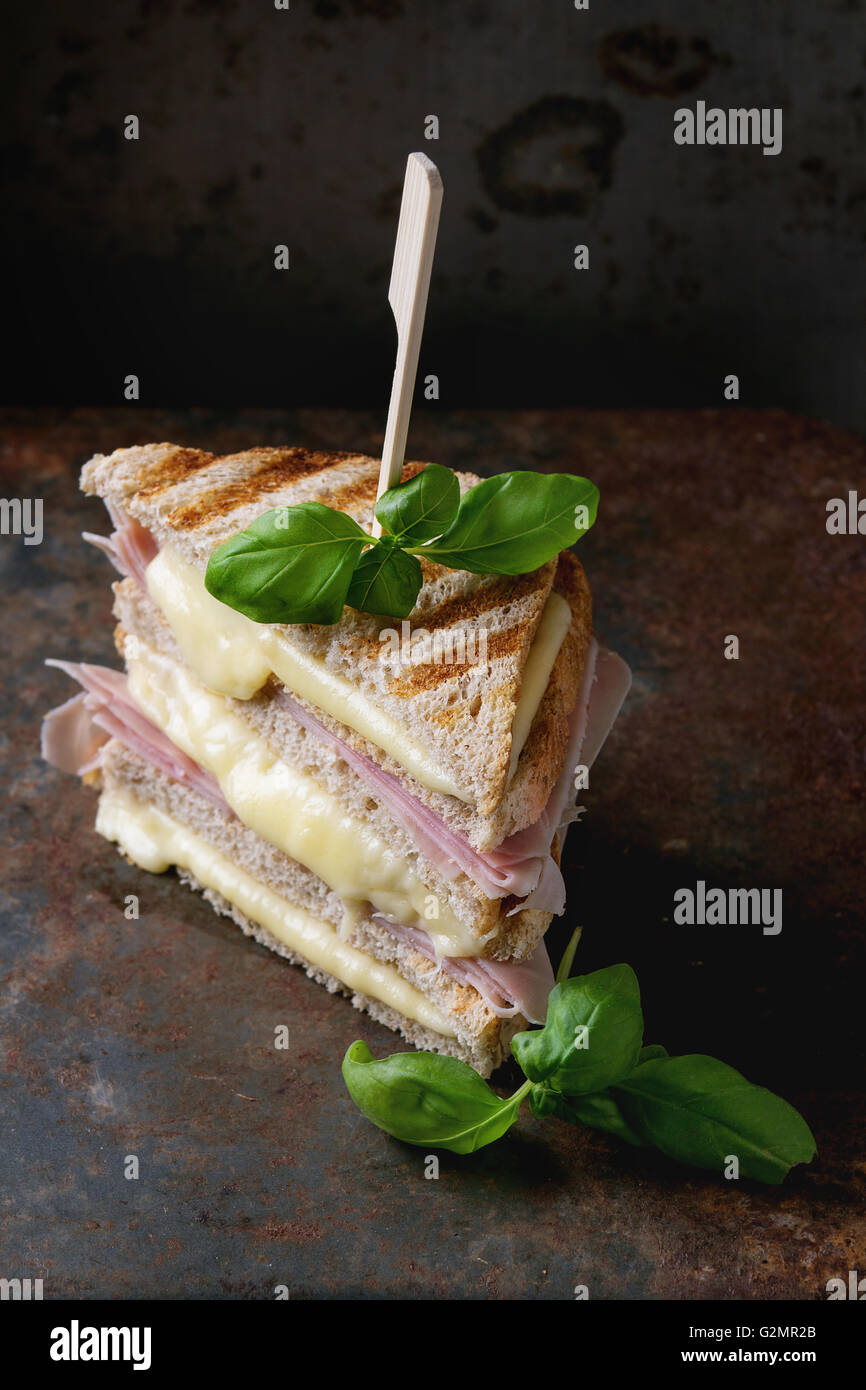 Toasts with cheese and ham Stock Photo - Alamy