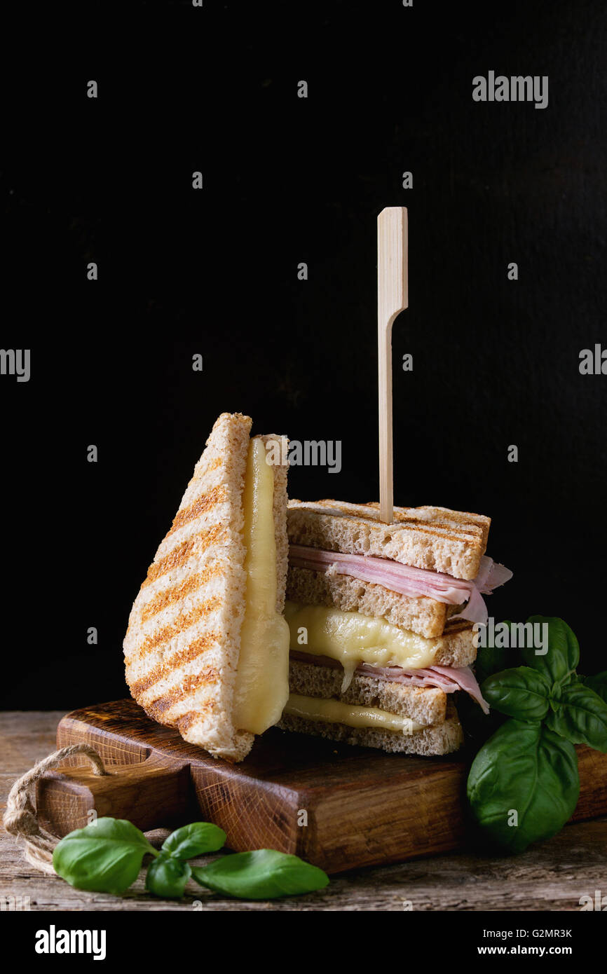 Toasts with cheese and ham Stock Photo - Alamy