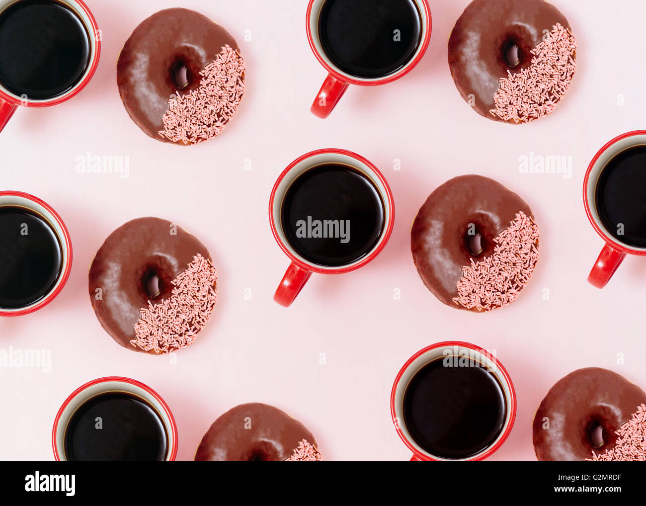 lots of donuts in rows, pattern made of donuts Stock Photo - Alamy