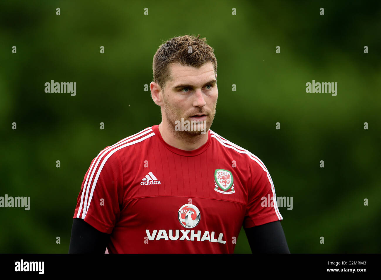 Wales' Sam Vokes during a training session at The Vale Resort, Hensol ...