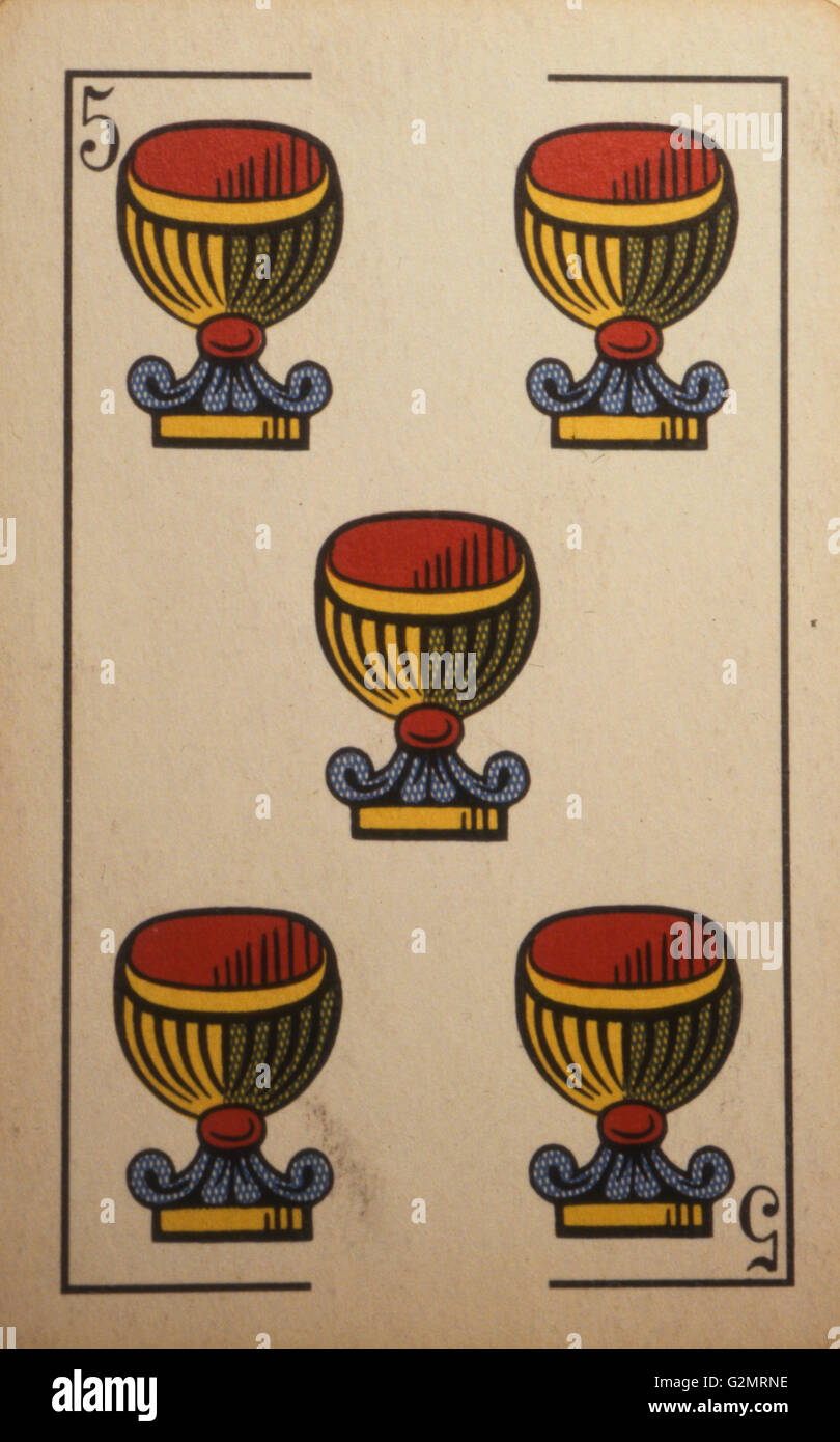 five cups,playing card Stock Photo - Alamy