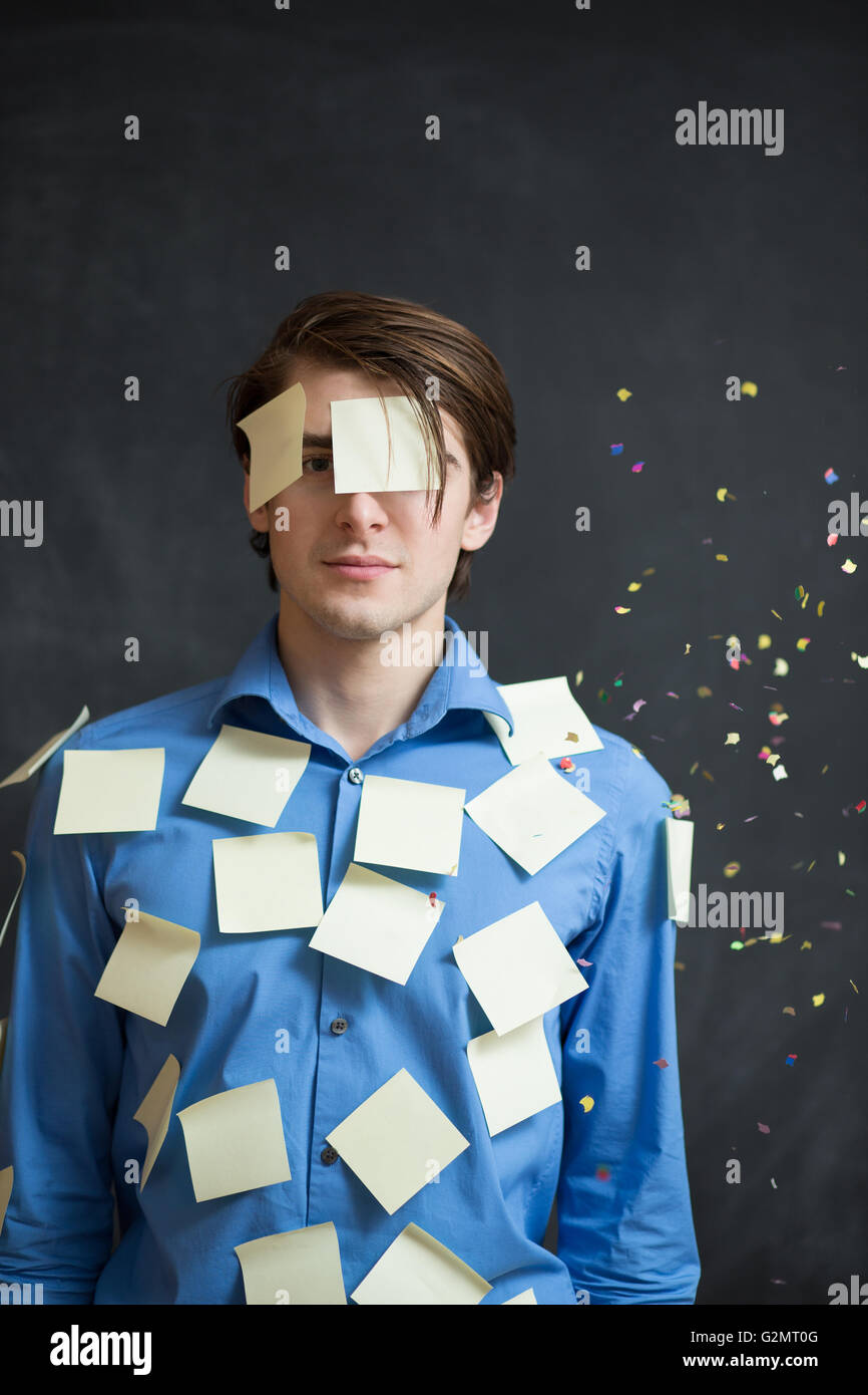 Man covered in post it notes hi-res stock photography and images - Alamy