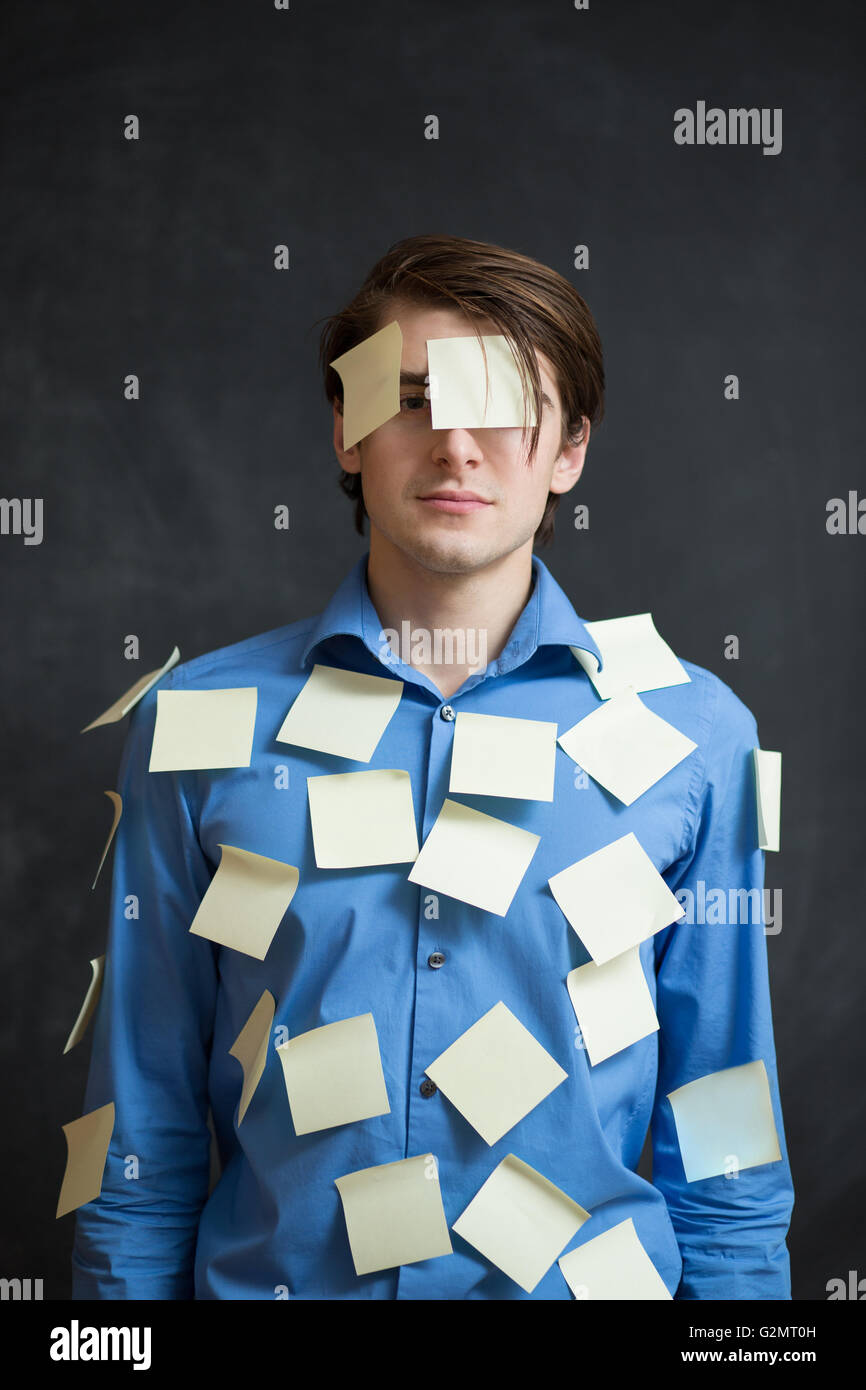 Man covered in post it notes hi-res stock photography and images - Alamy