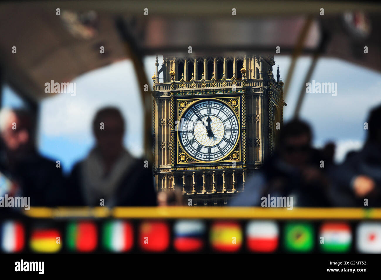 A view of one of the clock faces on The Elizabeth Tower, viewed through ...