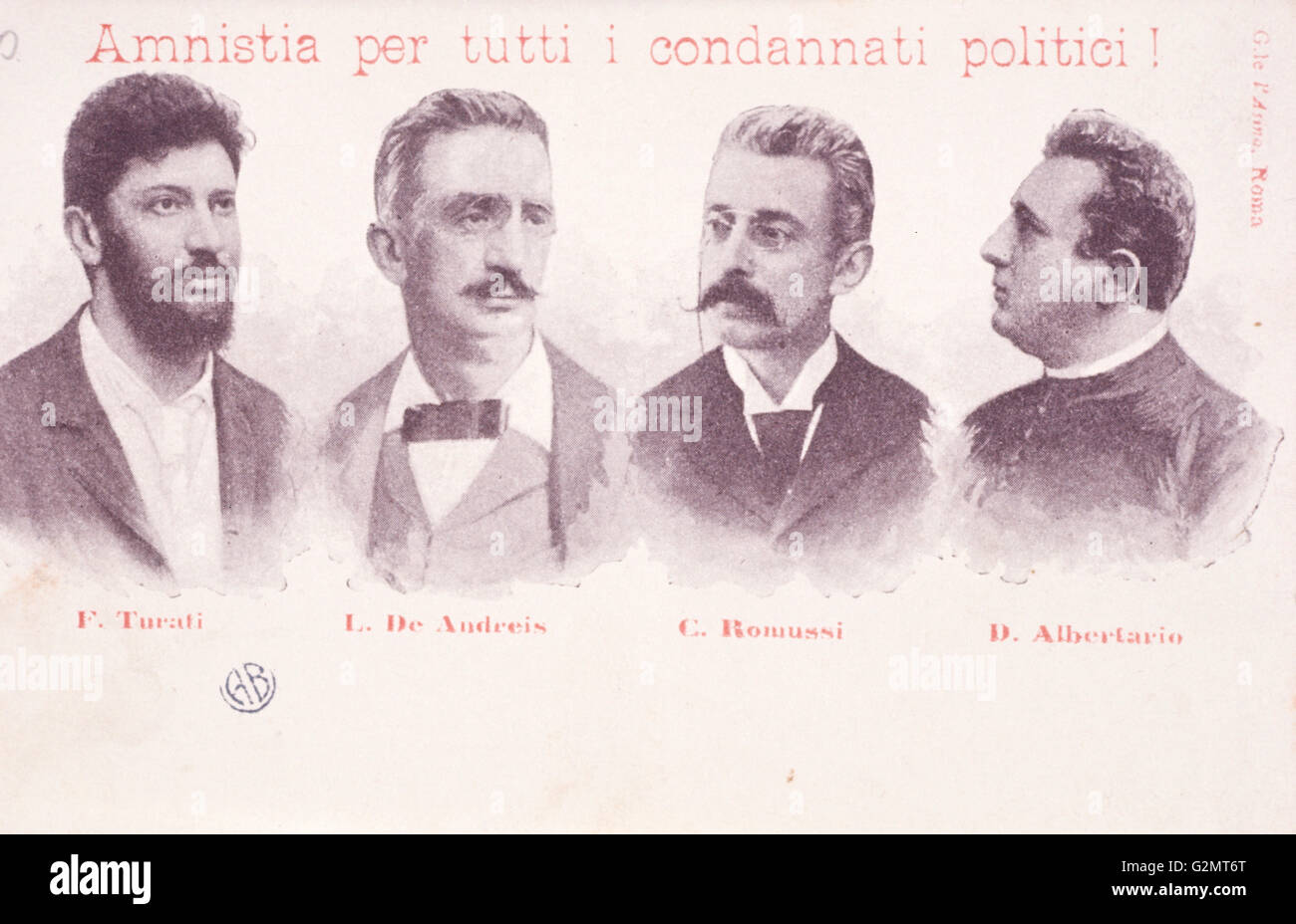 postcard 1898,filippo turati,luigi de andreis,c. Romussi,davide ...