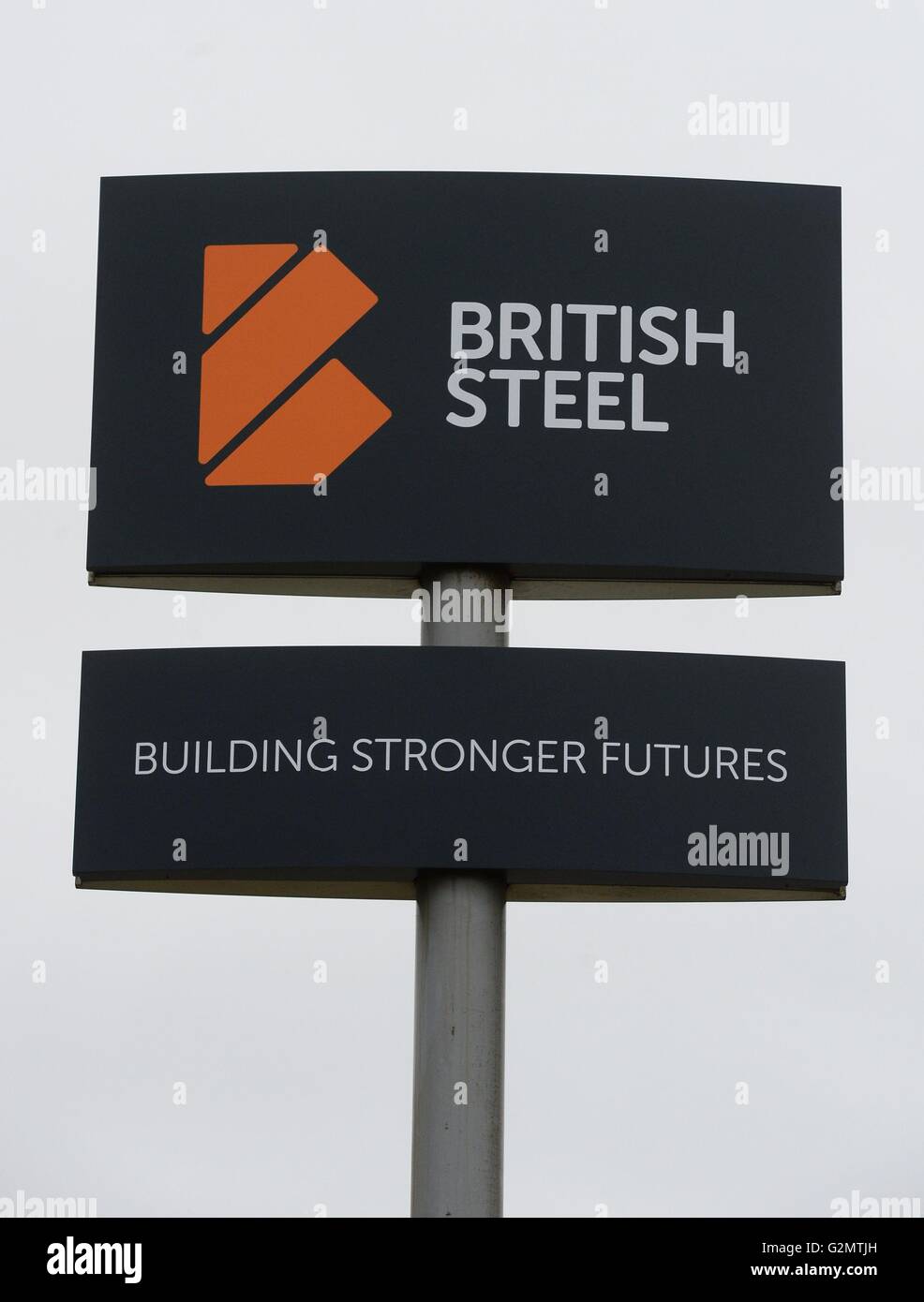 The new British Steel sign is unveiled at the entrance to the ...