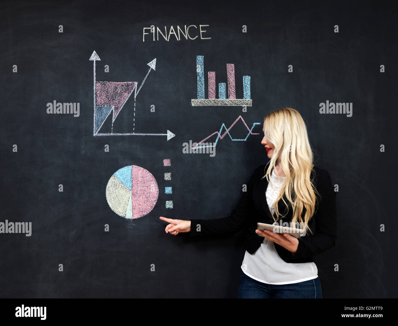 business and finaces concept - smiling business woman presenting ...