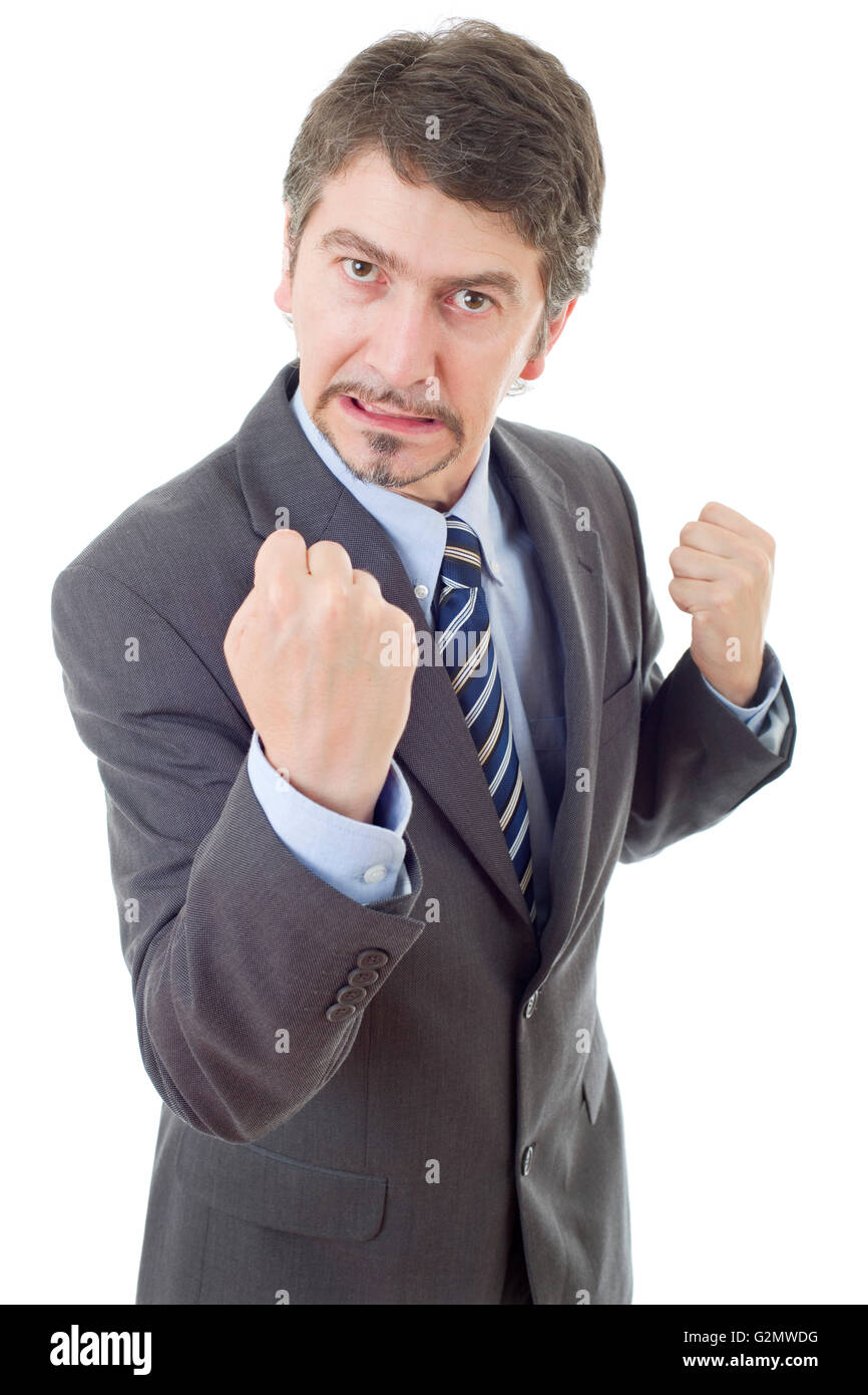 mad business man with open arms, isolated on white Stock Photo - Alamy