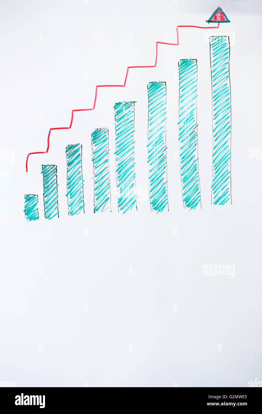Whiteboard with rising graph is isolated on white background Stock ...