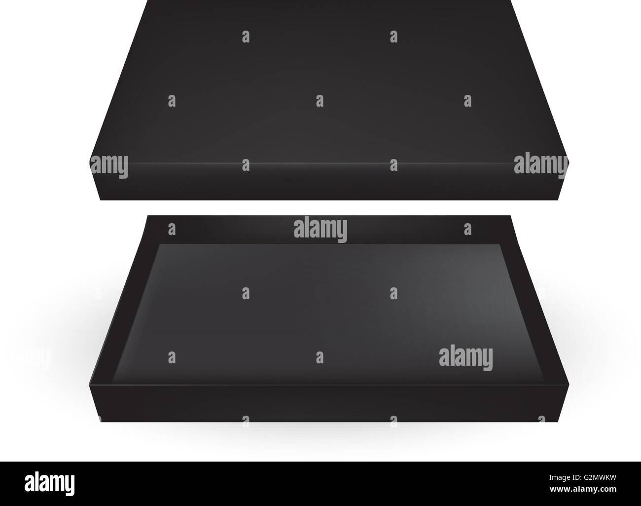 VECTOR PACKAGING: Top view of open black packaging box on isolated ...