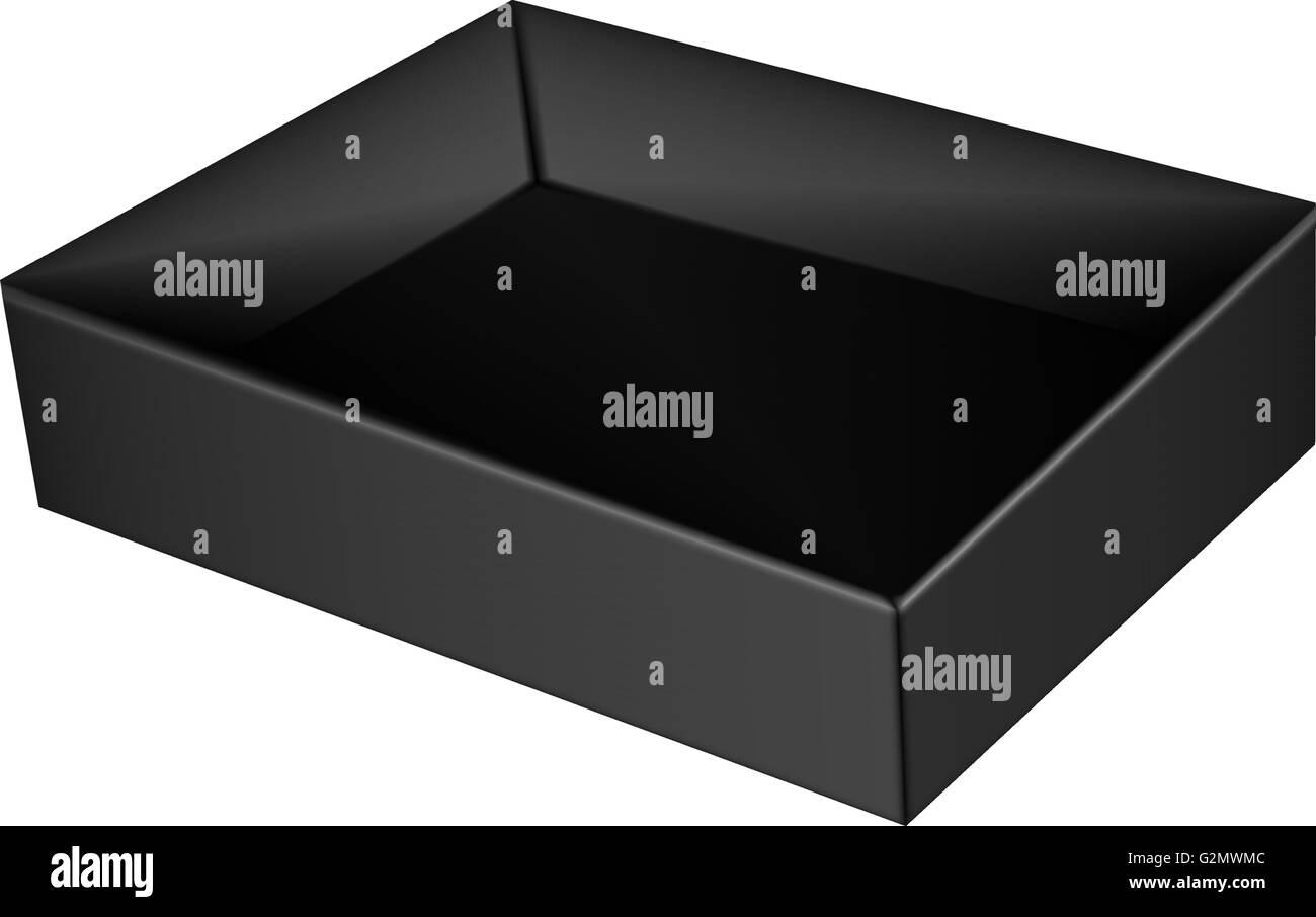 VECTOR PACKAGING: Top view of open black packaging box on isolated ...