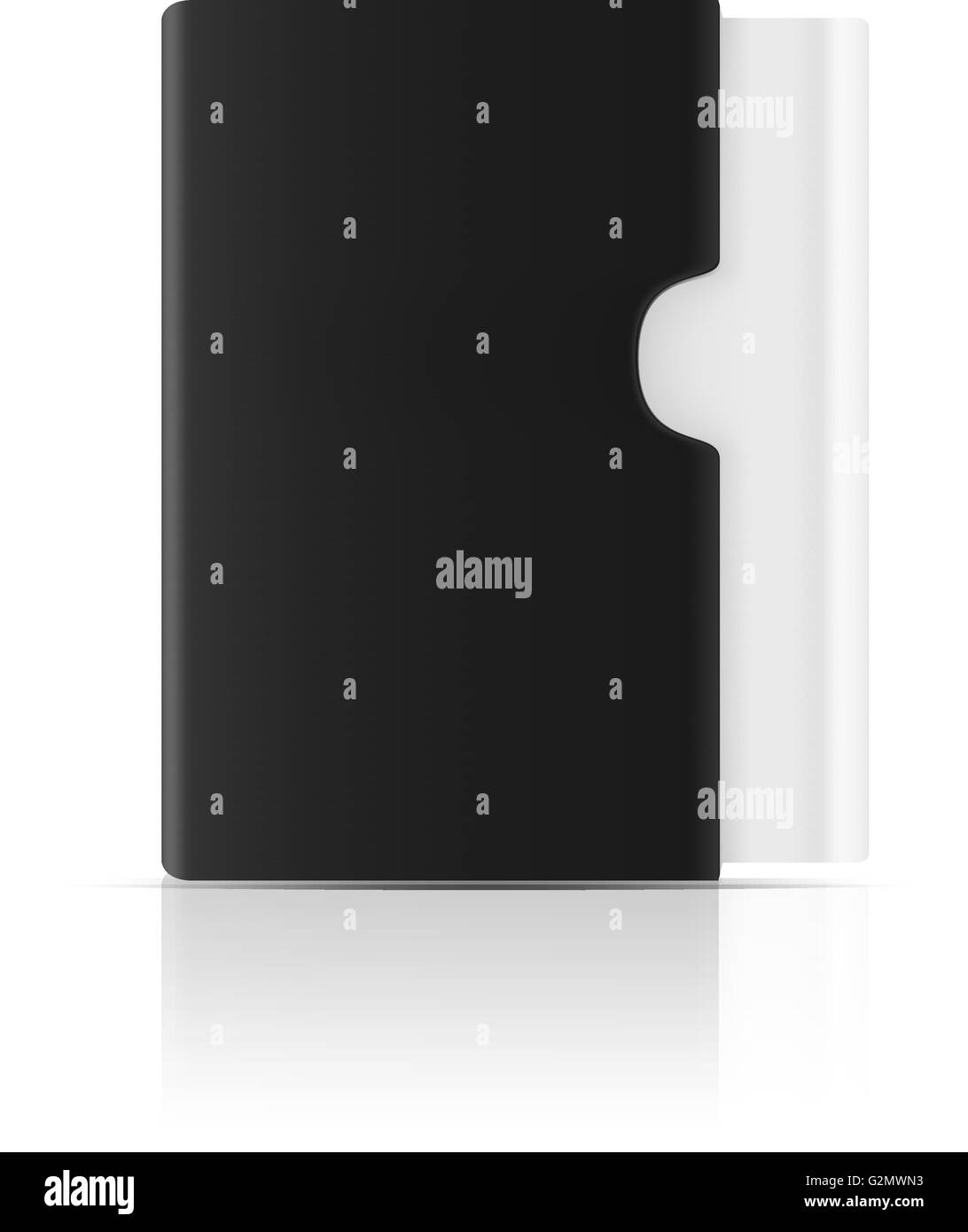 VECTOR PACKAGING: Black packet cardboard box cover with blank book on ...