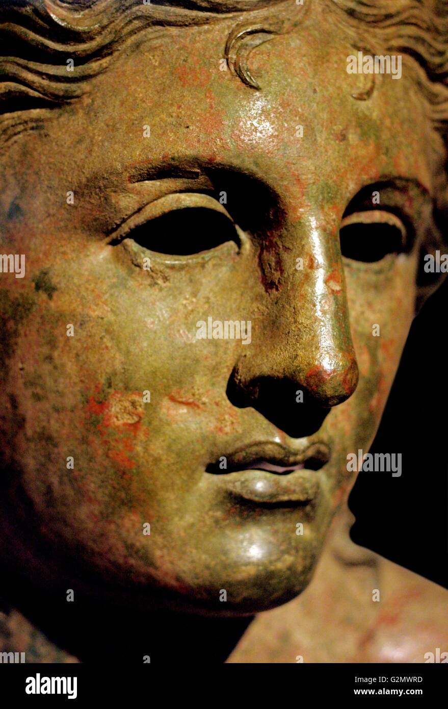 Head from a bronze cult statue of Anahita, a local goddess shown here ...