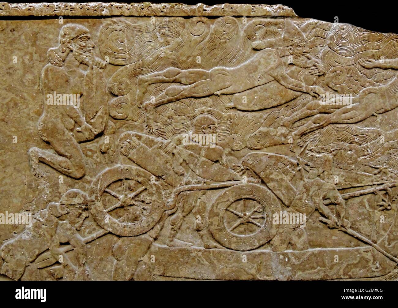 Battle Scene Assyrian About 865 860 Bc From Nimrud Assyrian Chariots Are Charging Into