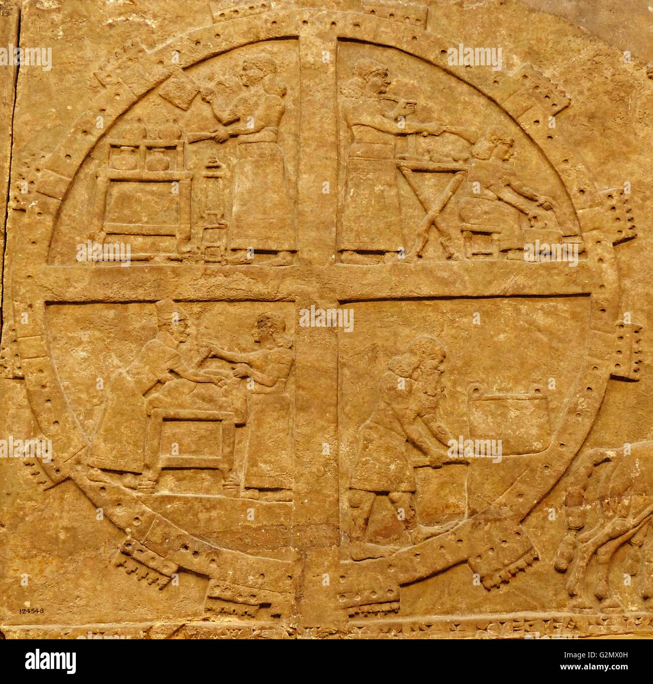 Encampment. Assyrian, about 865-850 BC. From Nimrud. On the left is a ...