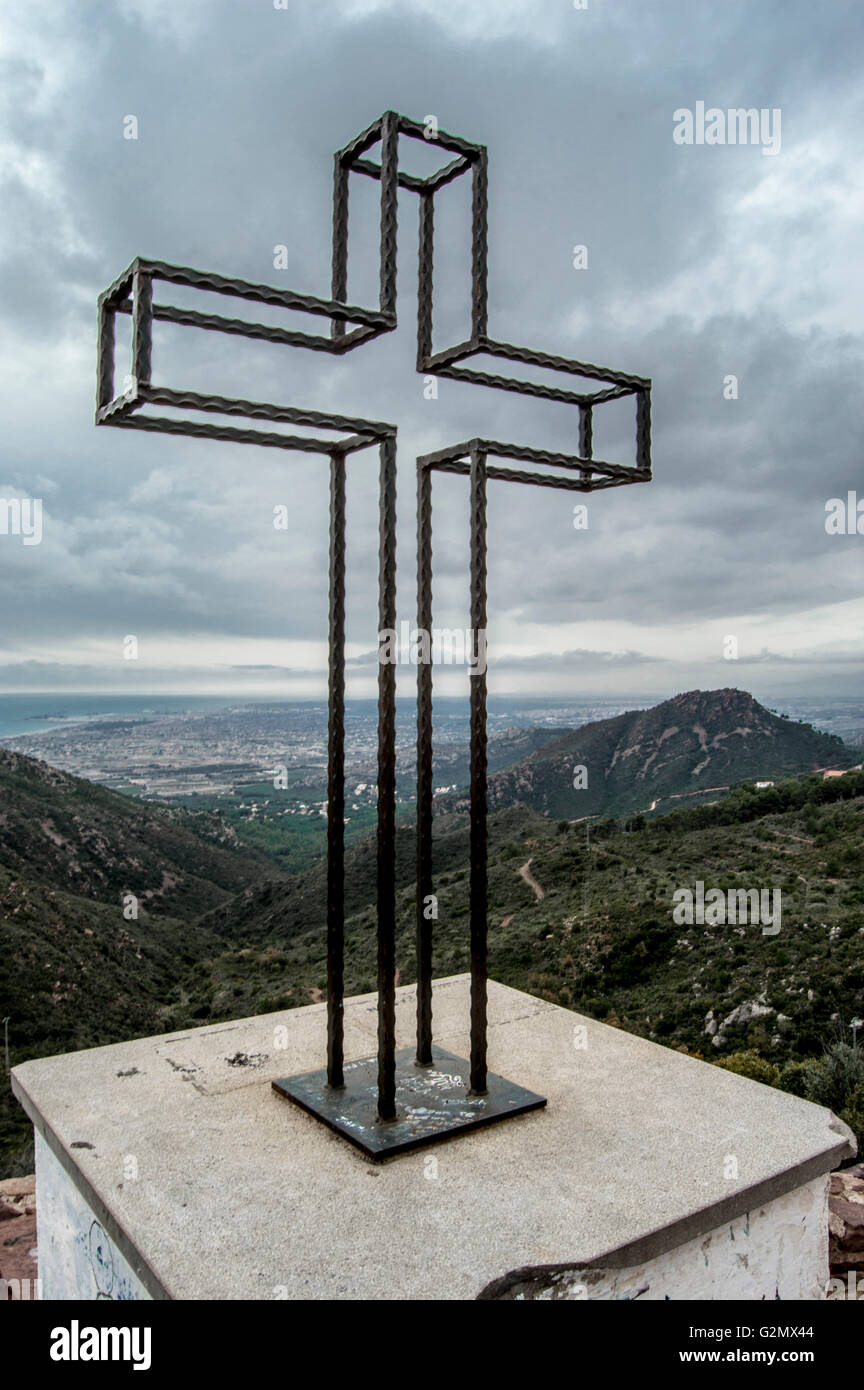 Cross and views castellon Stock Photo - Alamy
