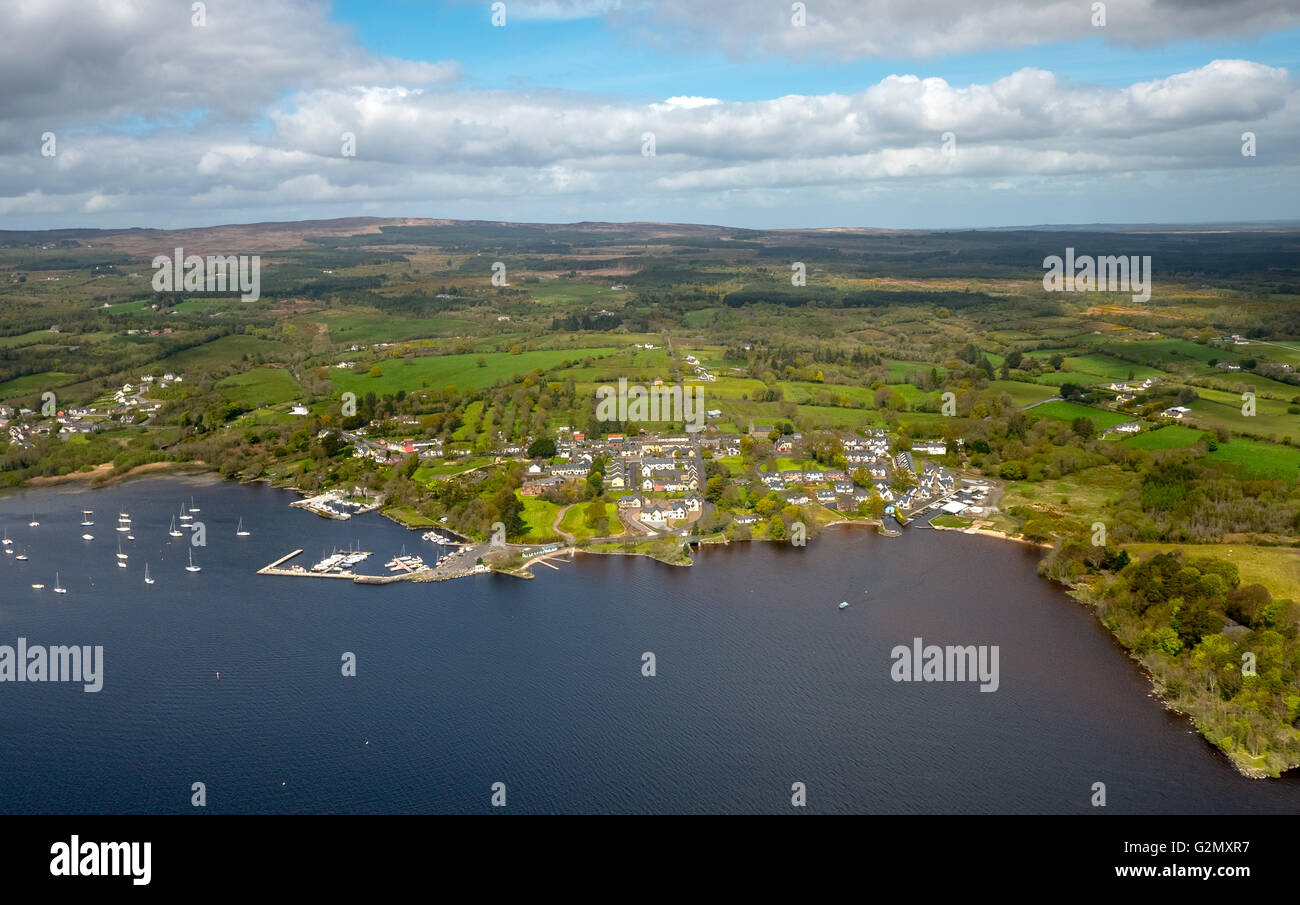 Aerial view, Marina of Mountshannon, sailing paradise, Lake Derg, Lough ...
