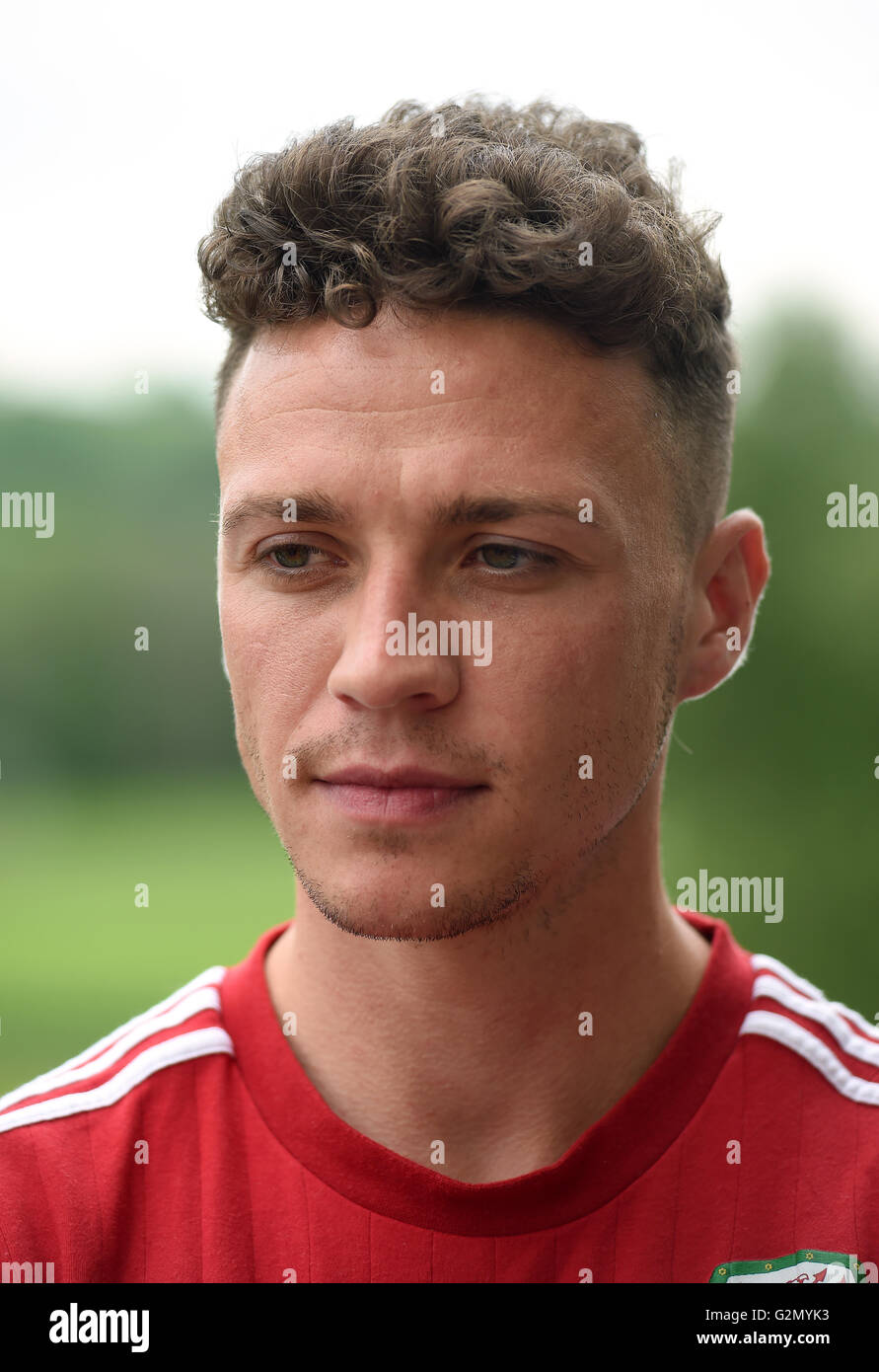 Wales' James Chester during a press conference at The Vale Resort ...