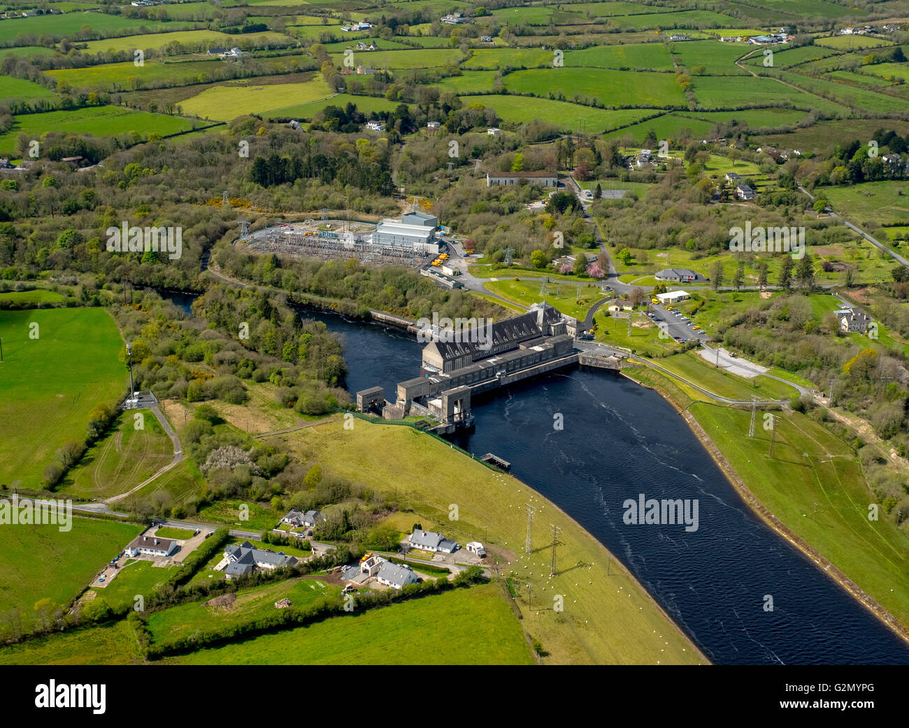 Aerial view, Ardnacrusha power station barrage, Ardnacrusha Power ...