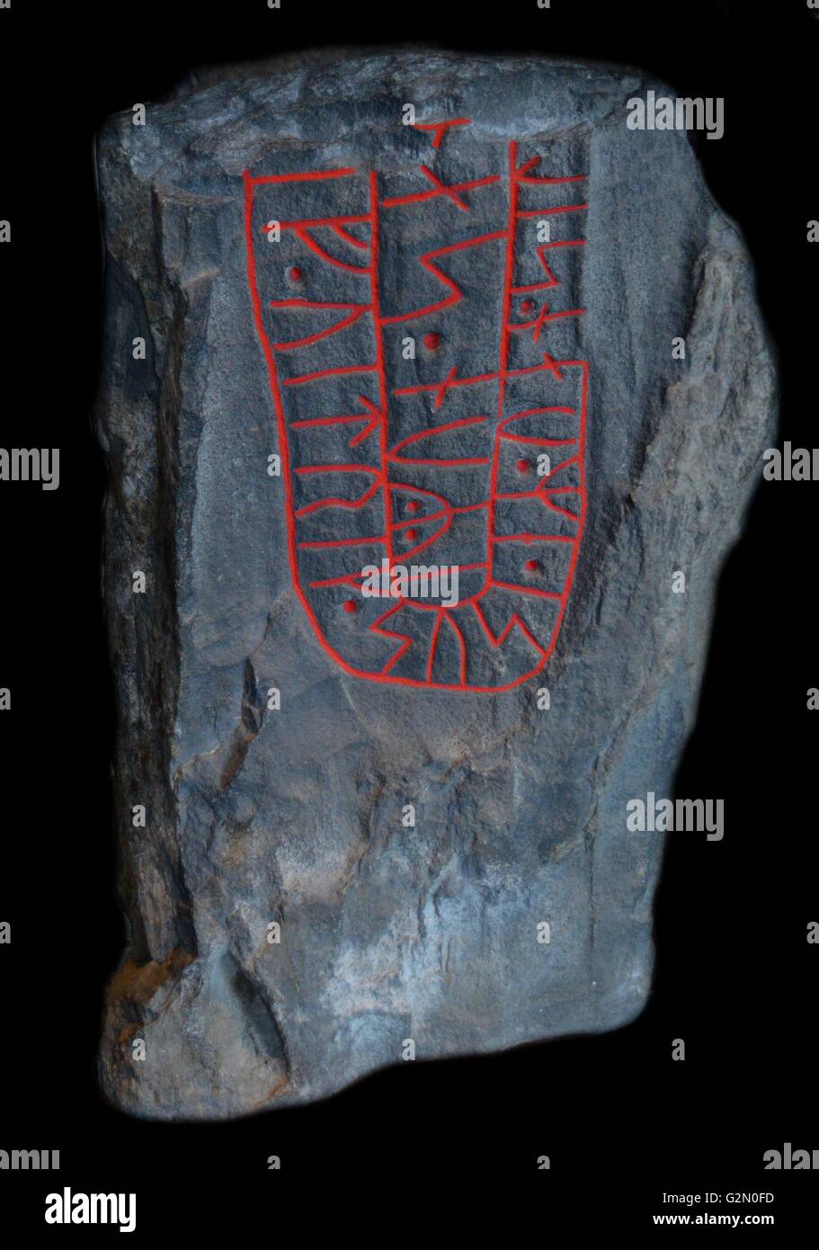 Scandinavian Sandby rune stone dated 11th century AD; erected by Salve ...