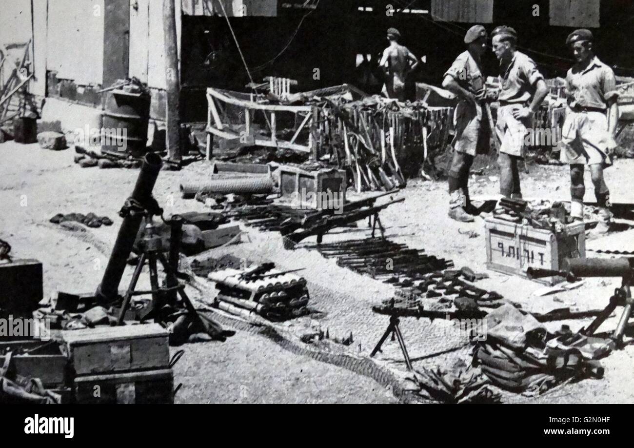 terrorist Irgun weapons and ammunition discovered by British forces in ...