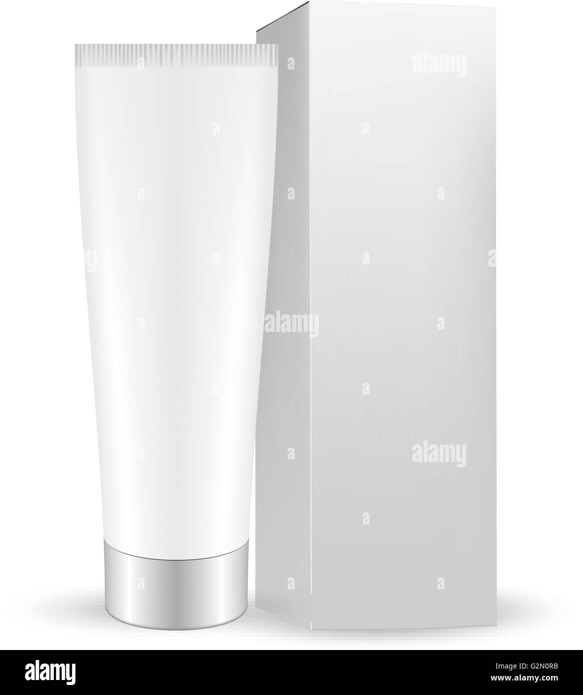 VECTOR PACKAGING: White gray box with white gray cosmetic tube with cap ...