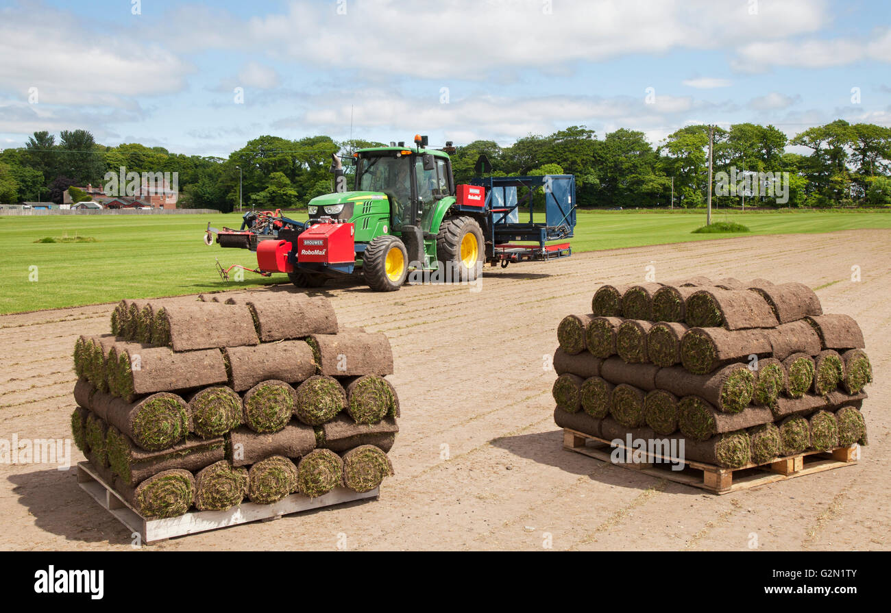 Brouwer RoboMax Automatic Roll Sod Harvester harvesting turf in ...