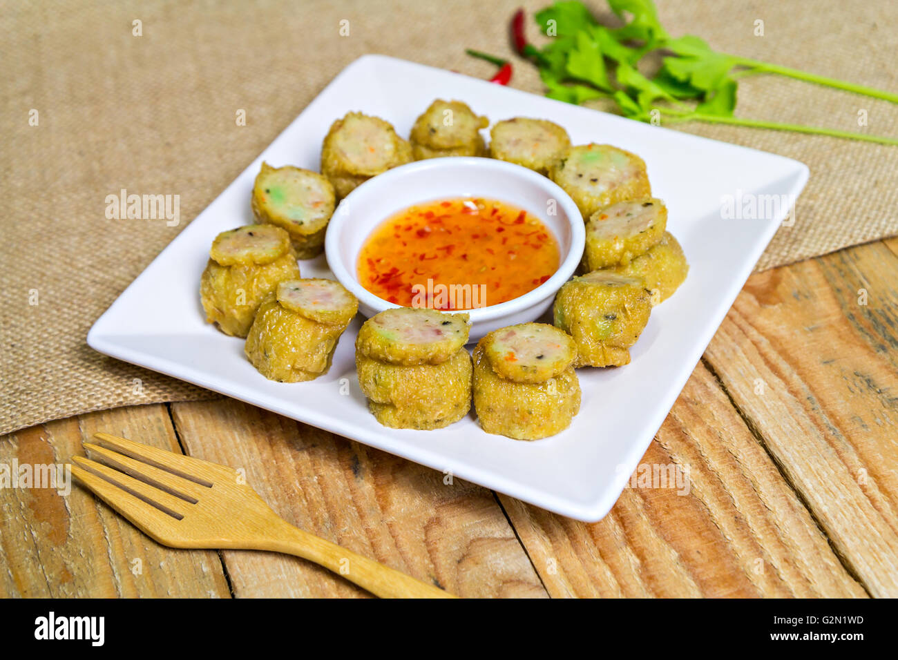 Deep Fried Chicken Roll, Thai food chinese style Stock Photo - Alamy