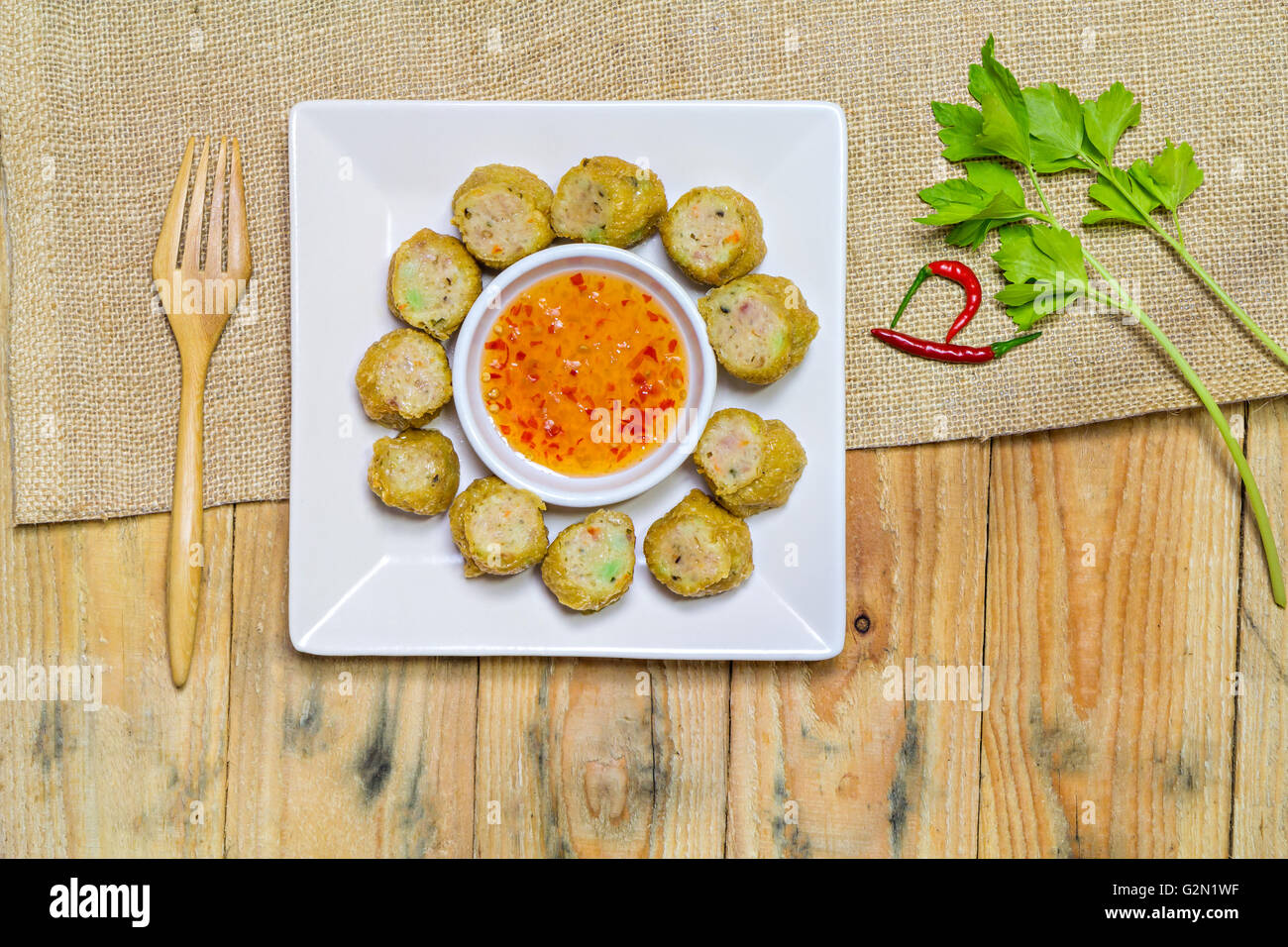 Deep Fried Chicken Roll, Thai food chinese style Stock Photo - Alamy