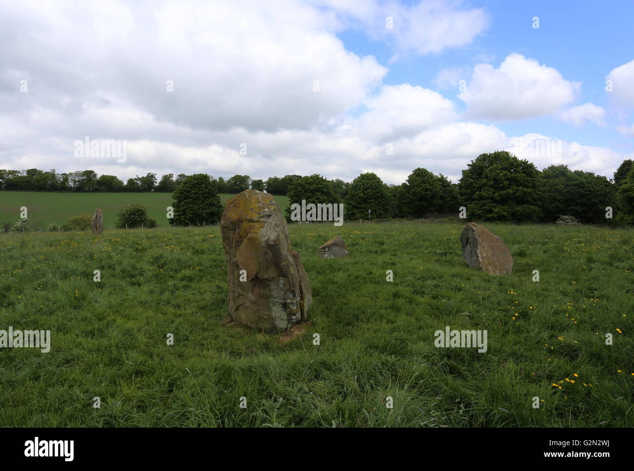 Tuilyies standing stones near Torryburn Fife Scotland May 2016 Stock ...