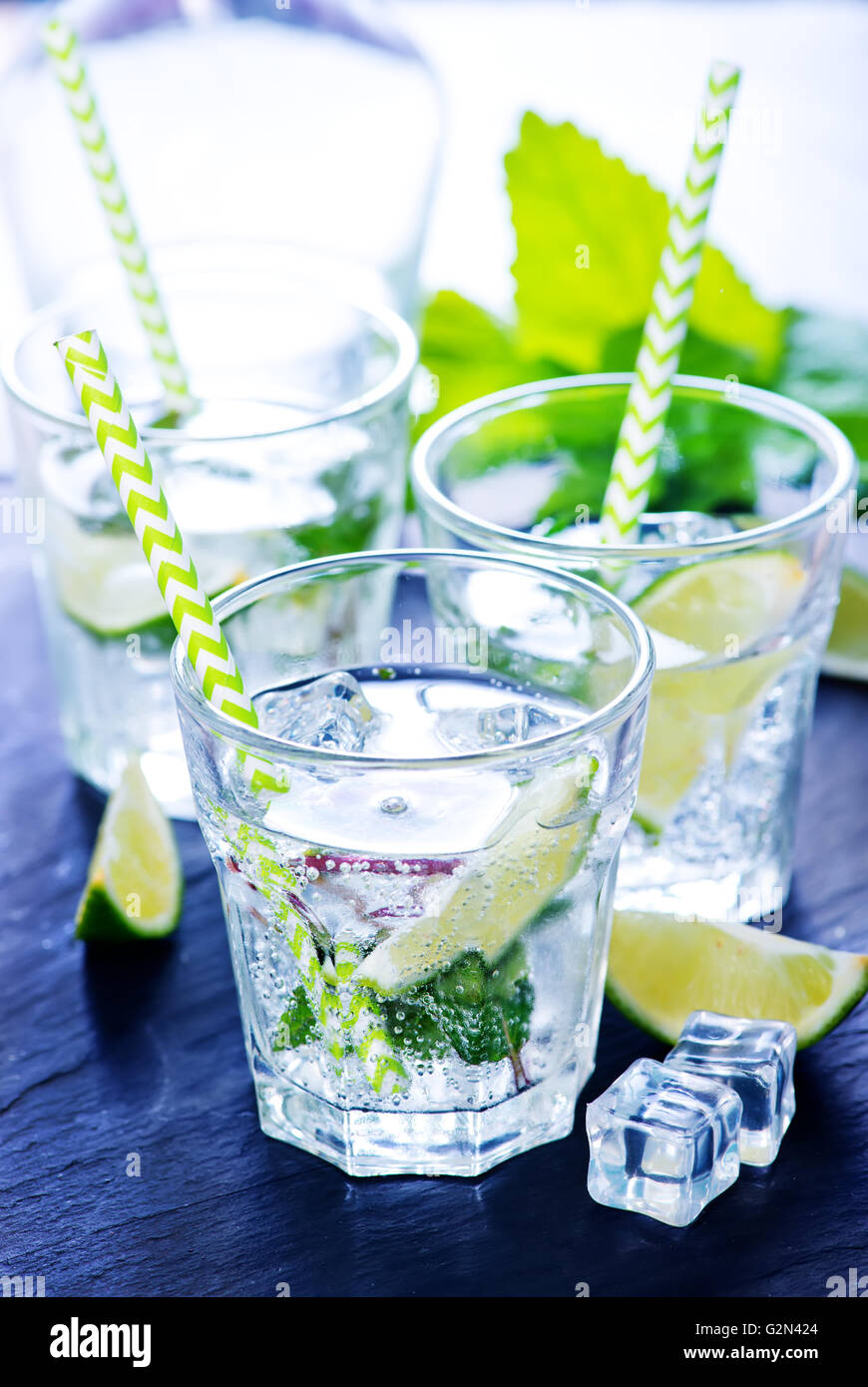 cold mojito in glass and on a table Stock Photo - Alamy