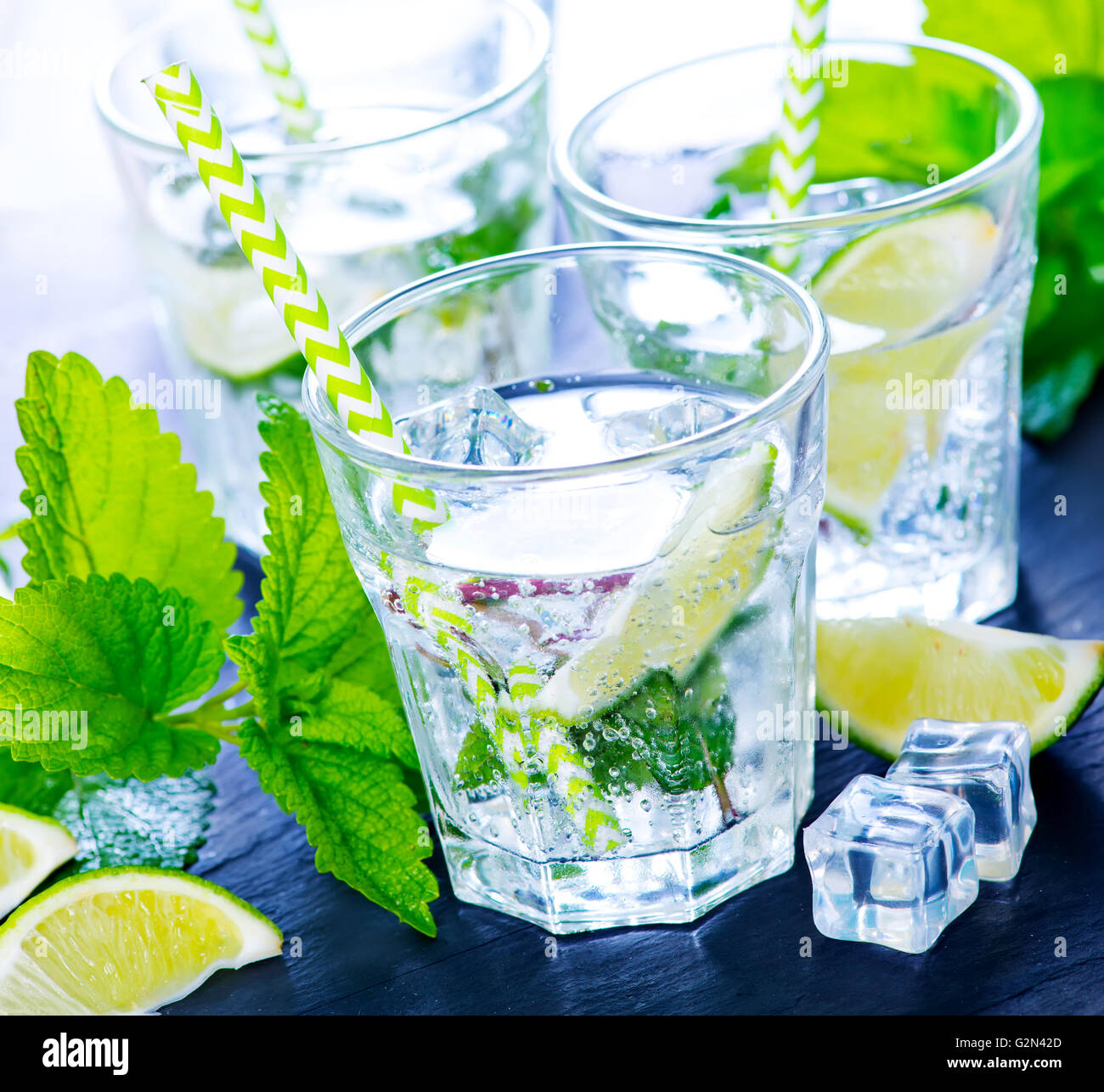 cold mojito in glass and on a table Stock Photo - Alamy