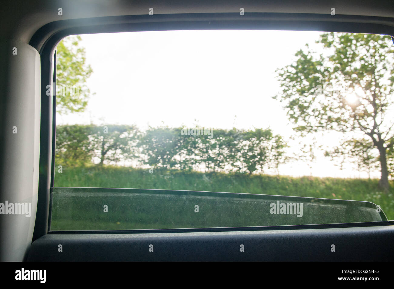 View from the window of a car for a motion blur on the road Stock Photo ...