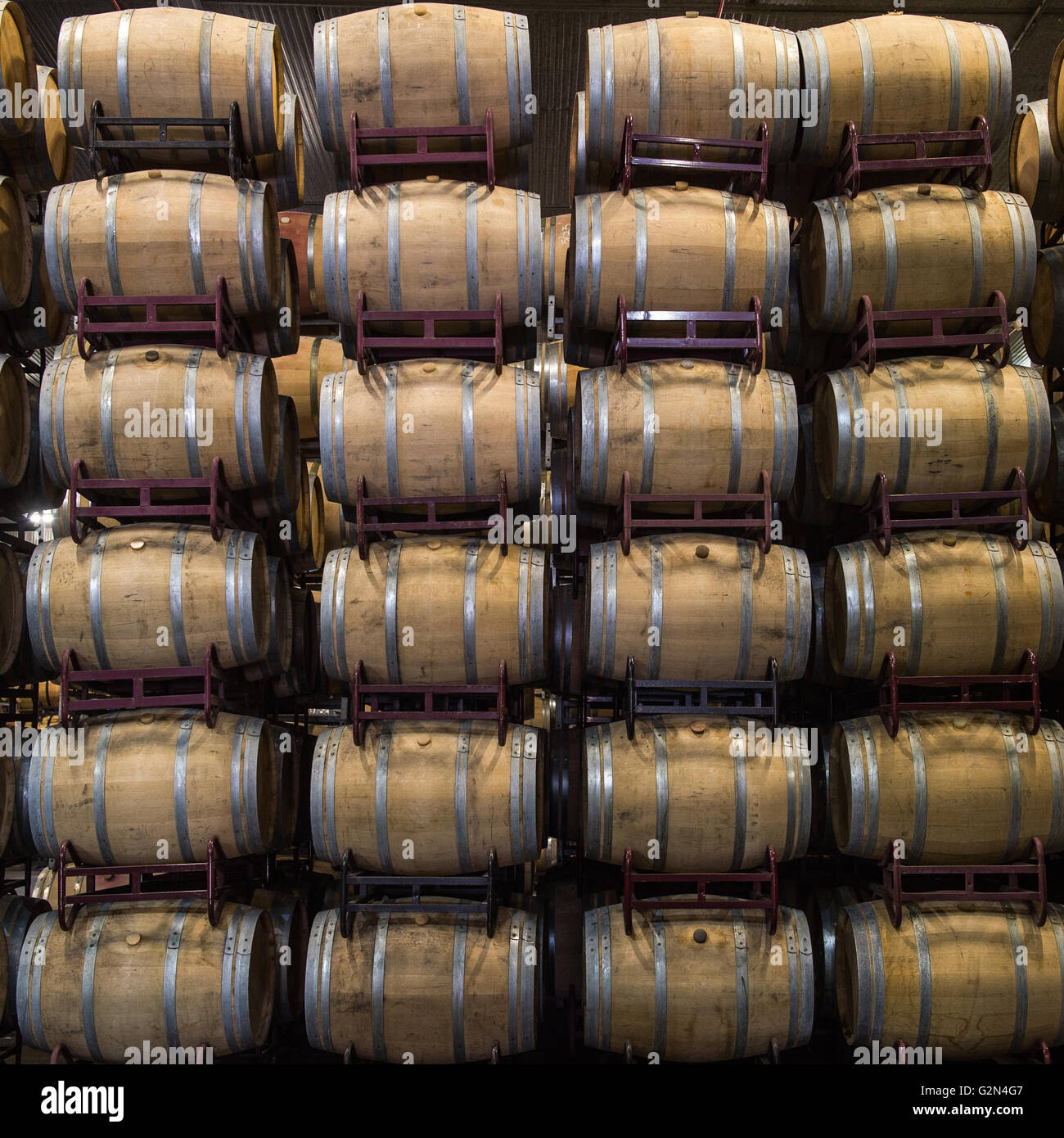 Wine barrels stacked in cellar, Bordeaux Vineyard Stock Photo - Alamy
