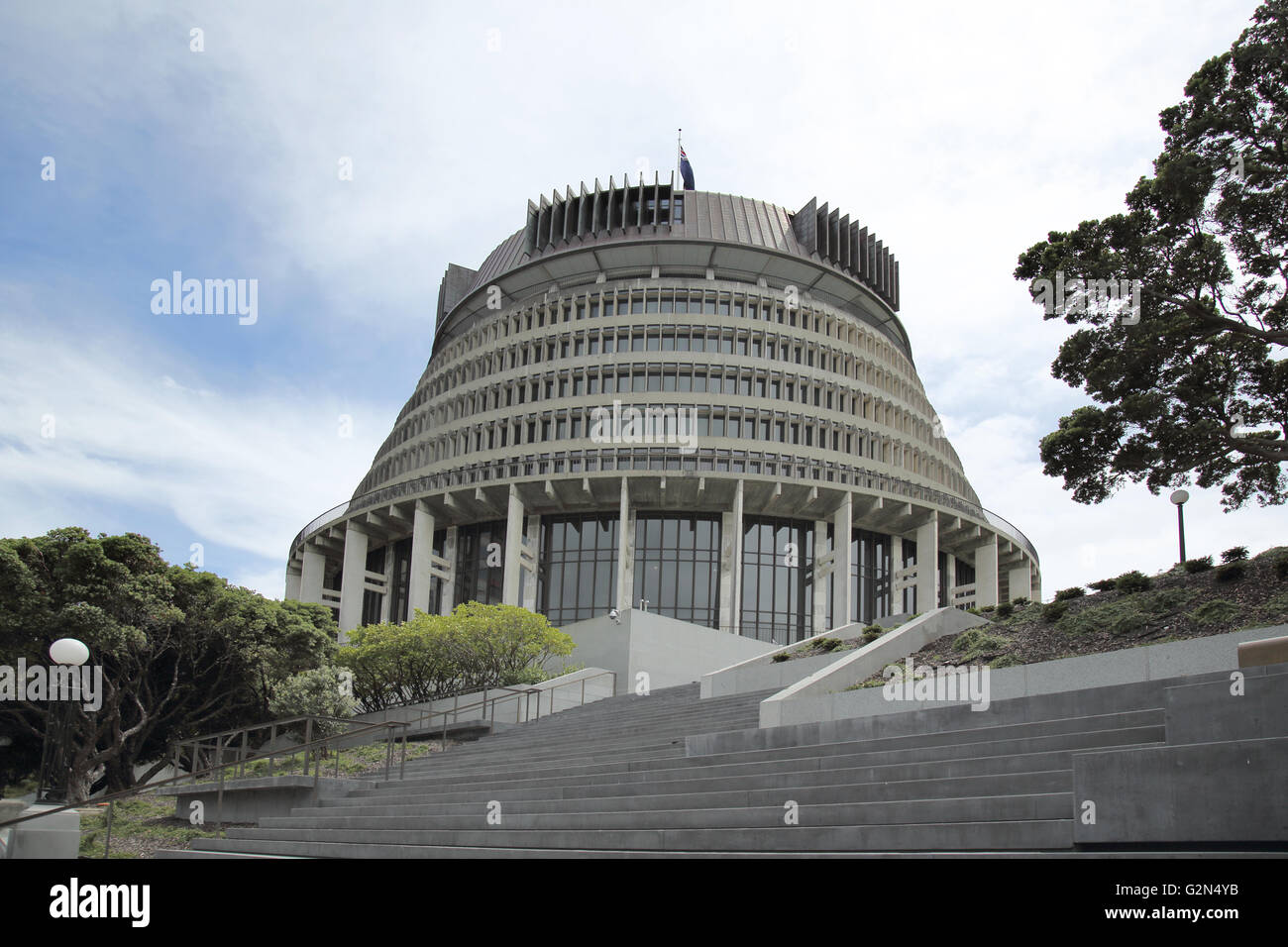 parliament building, known as the beehive in wellington in the north ...