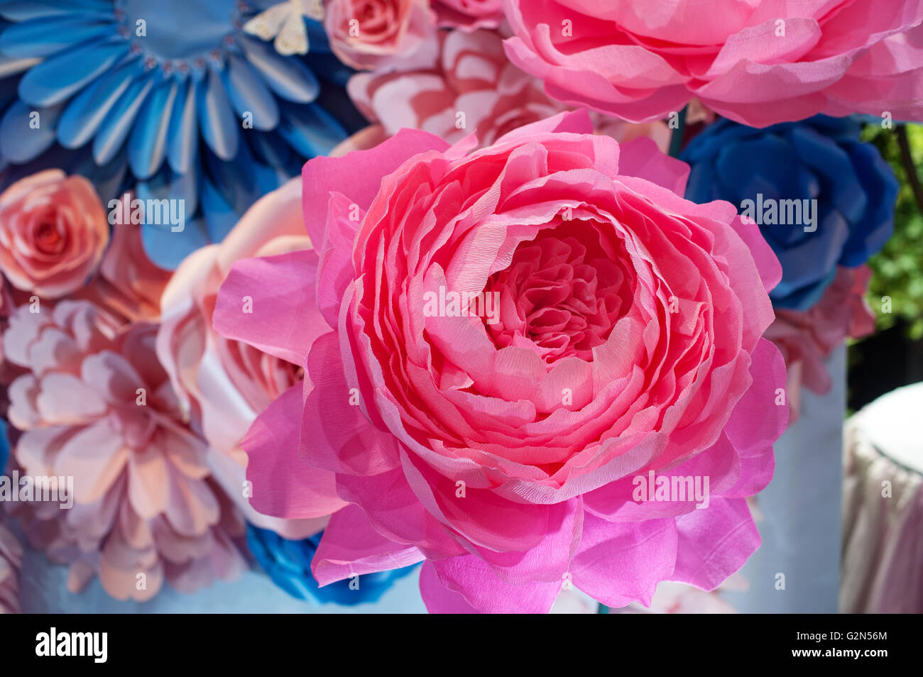 beautiful paper pink flower for wedding decoration Stock Photo - Alamy