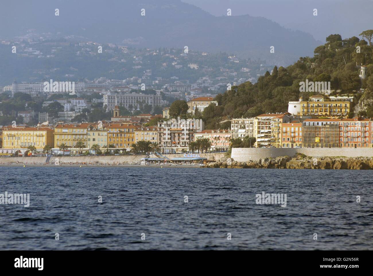 France, French Riviera, the city of Nice view from the sea Stock Photo ...