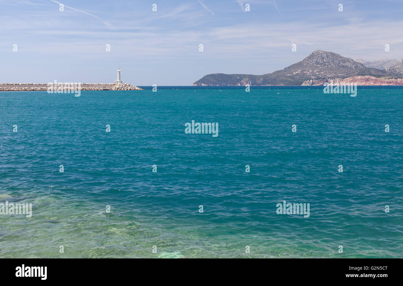Adriatic Sea, lighthouse and the mountains Stock Photo - Alamy
