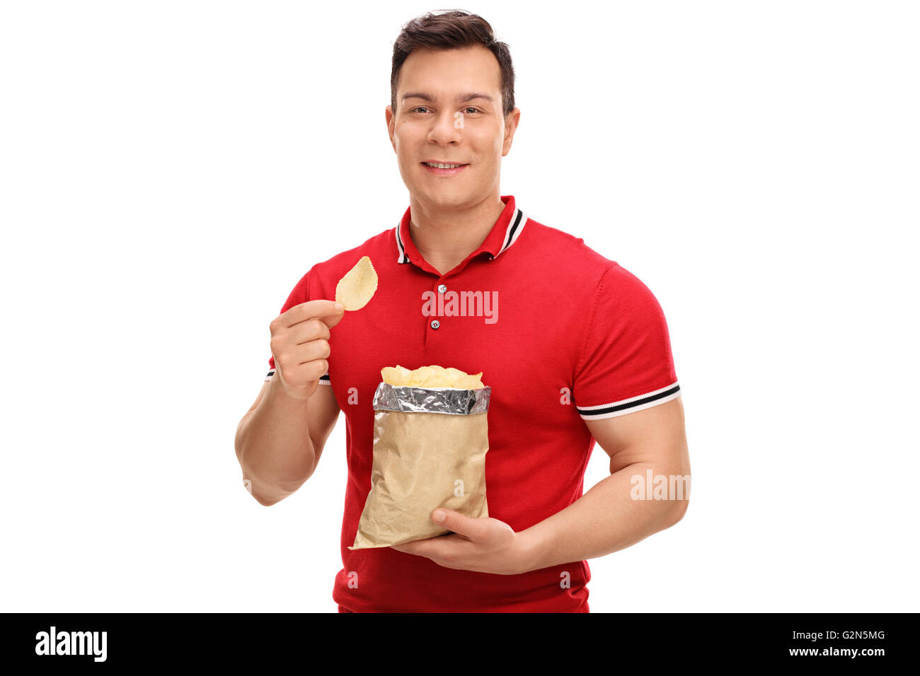 Man eating potato chips hi-res stock photography and images - Alamy