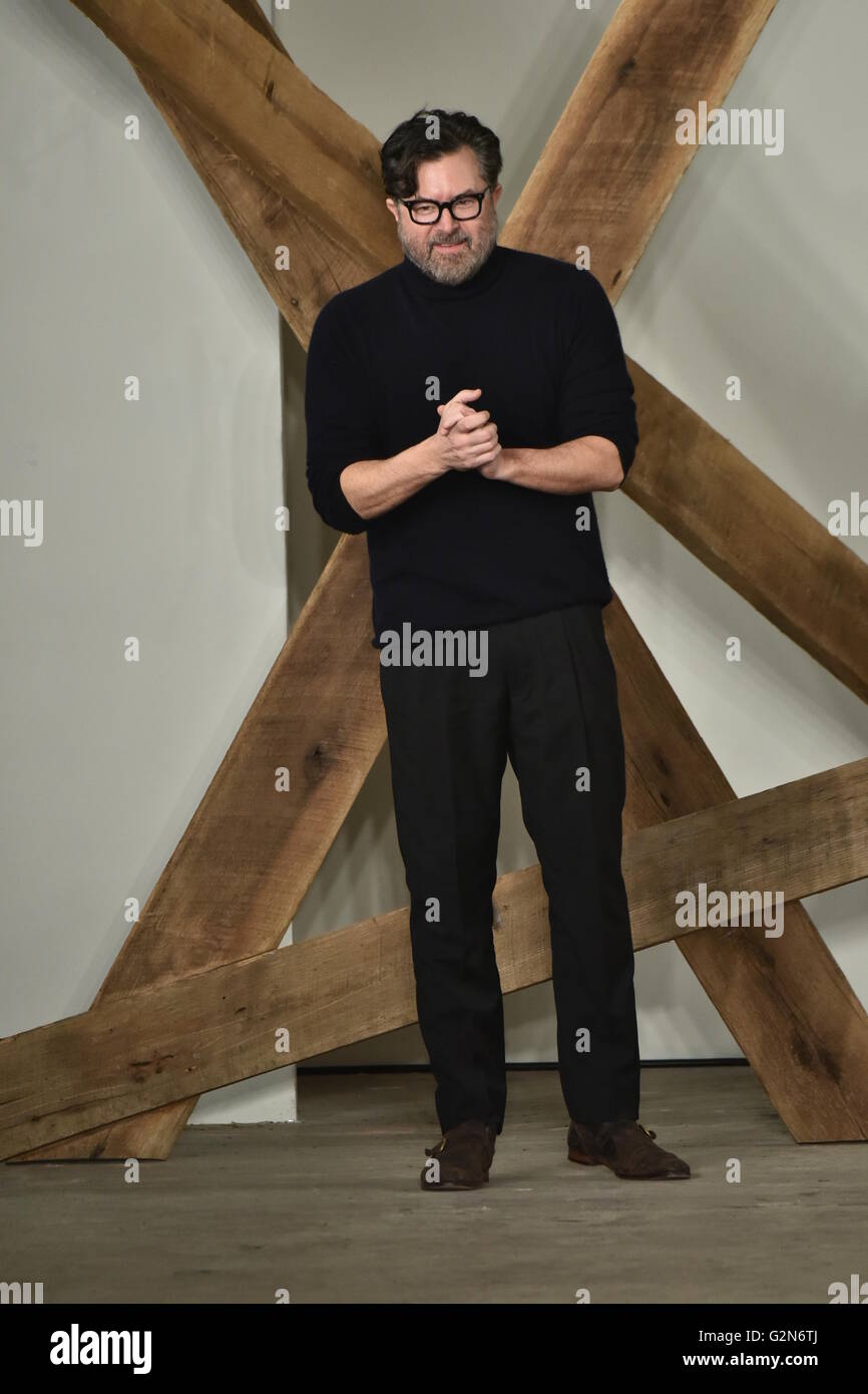 Designer Billy Reid walks the runway at the Billy Reid fashion show ...