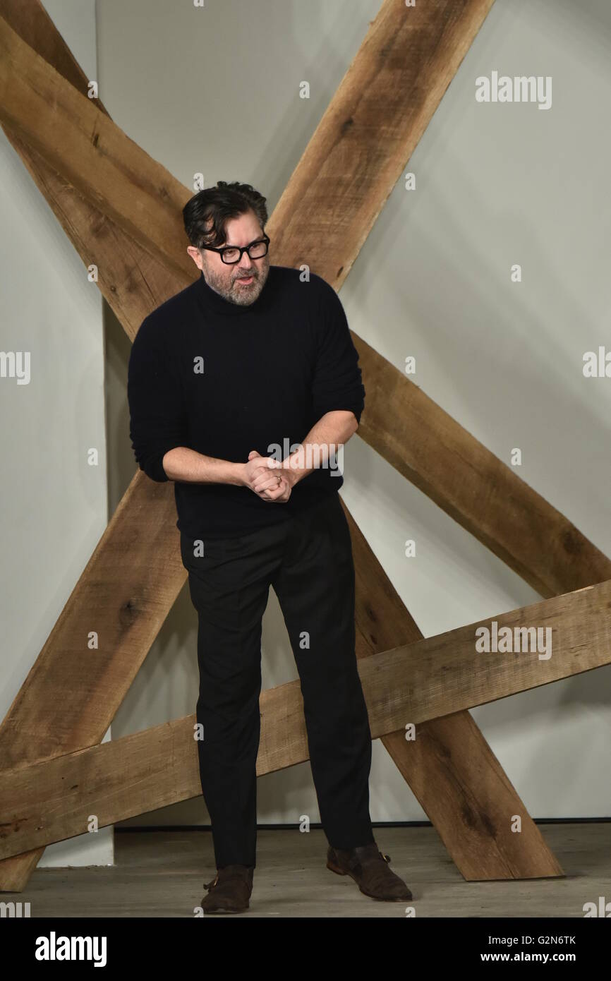 Designer Billy Reid walks the runway at the Billy Reid fashion show ...