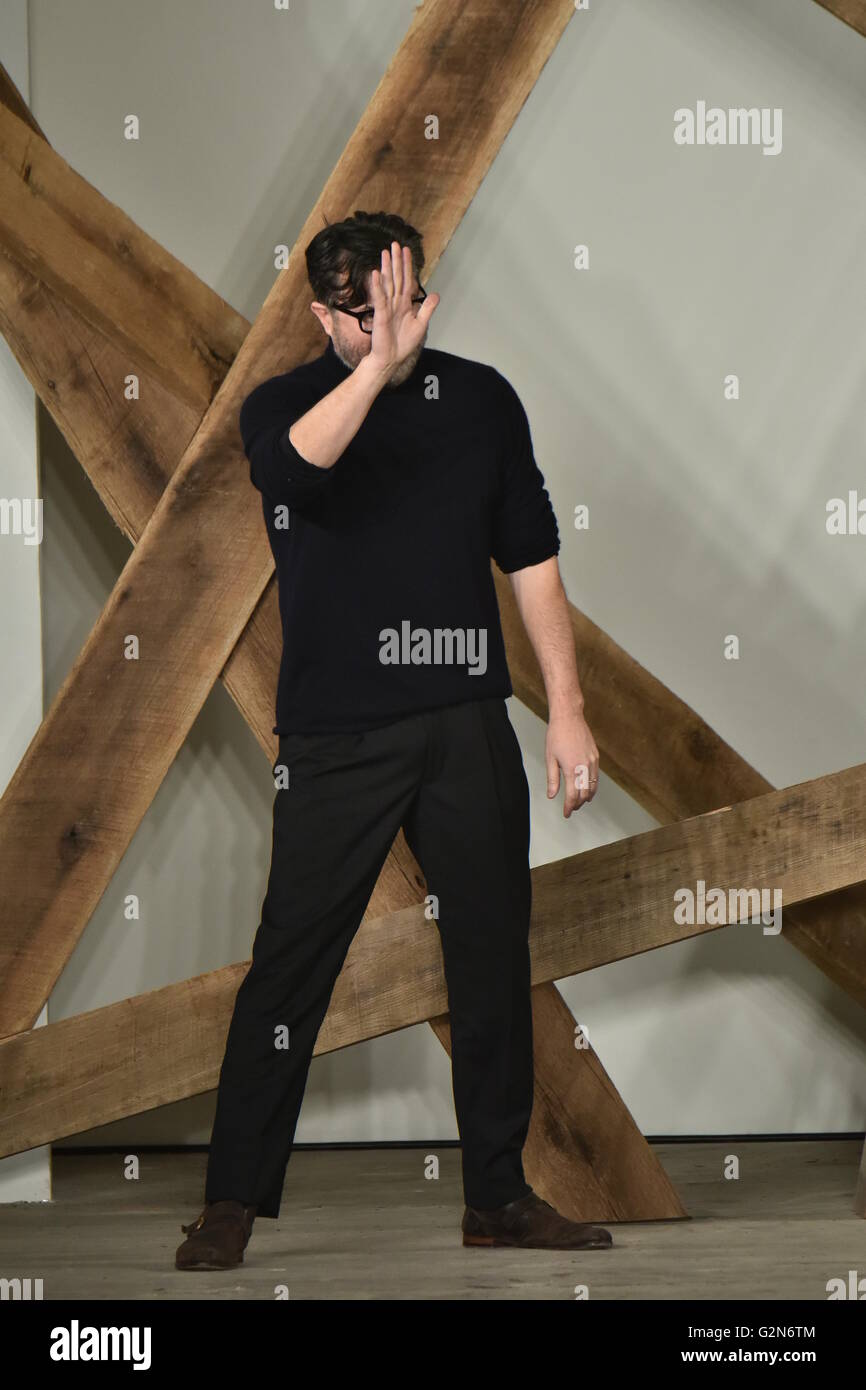 Designer Billy Reid walks the runway at the Billy Reid fashion show ...